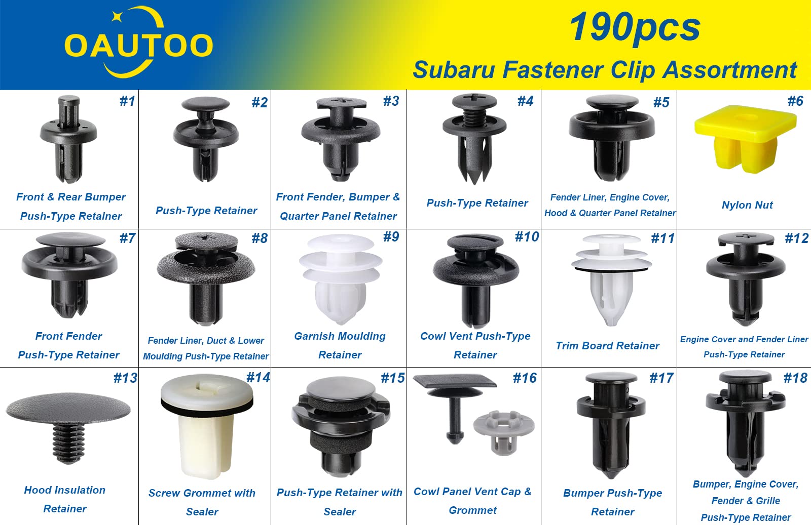 Snapklik.com : 190pcs For Subaru Body Interior And Exterior Retainer ...
