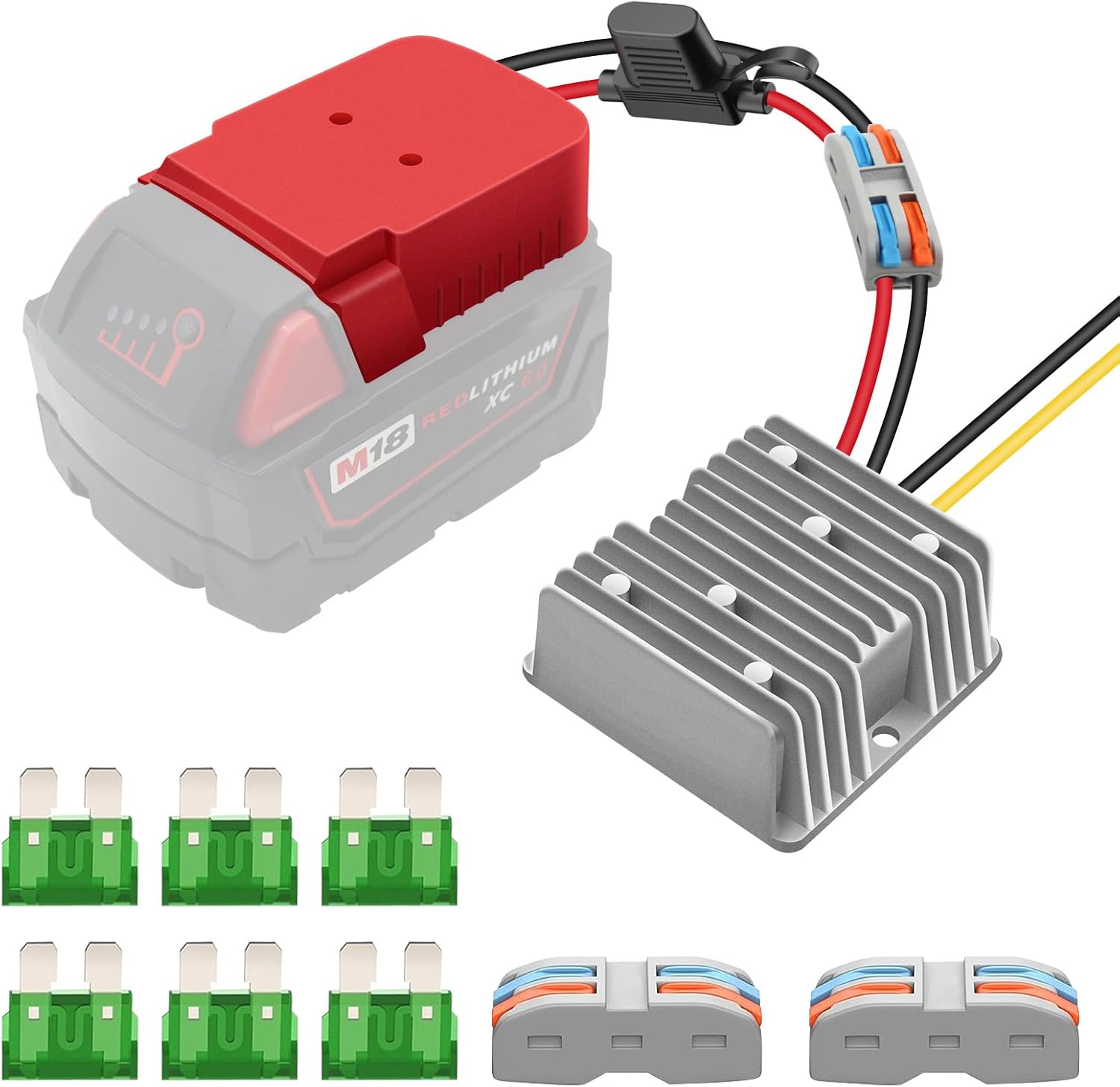 Amazon.com: 24V for 12V Step Down Converter for Milwaukee M18 Battery,24V to DC 12V 15A Max 180W ...