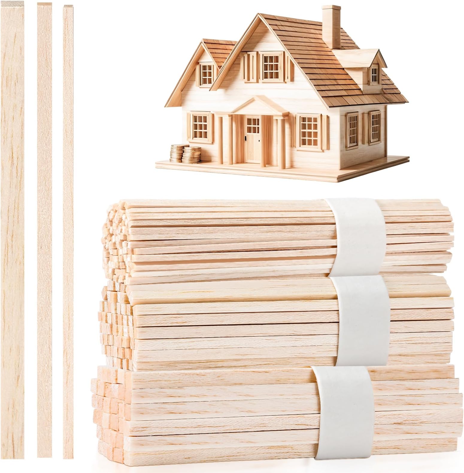 Amazon.com: Yulejo 215 Pieces Balsa Wood Sticks Wooden Dowel Rods ...