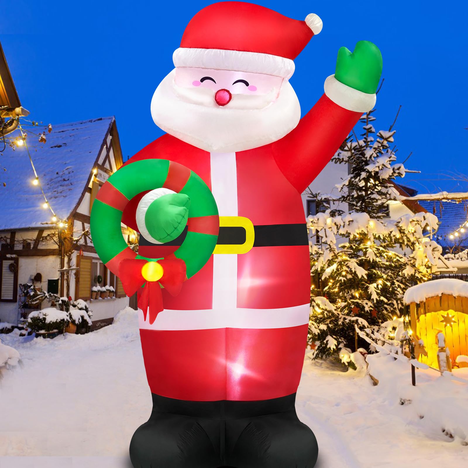 Danxilu 6 FT Santa Inflatable Christmas Decorations Built-in LED Lights ...