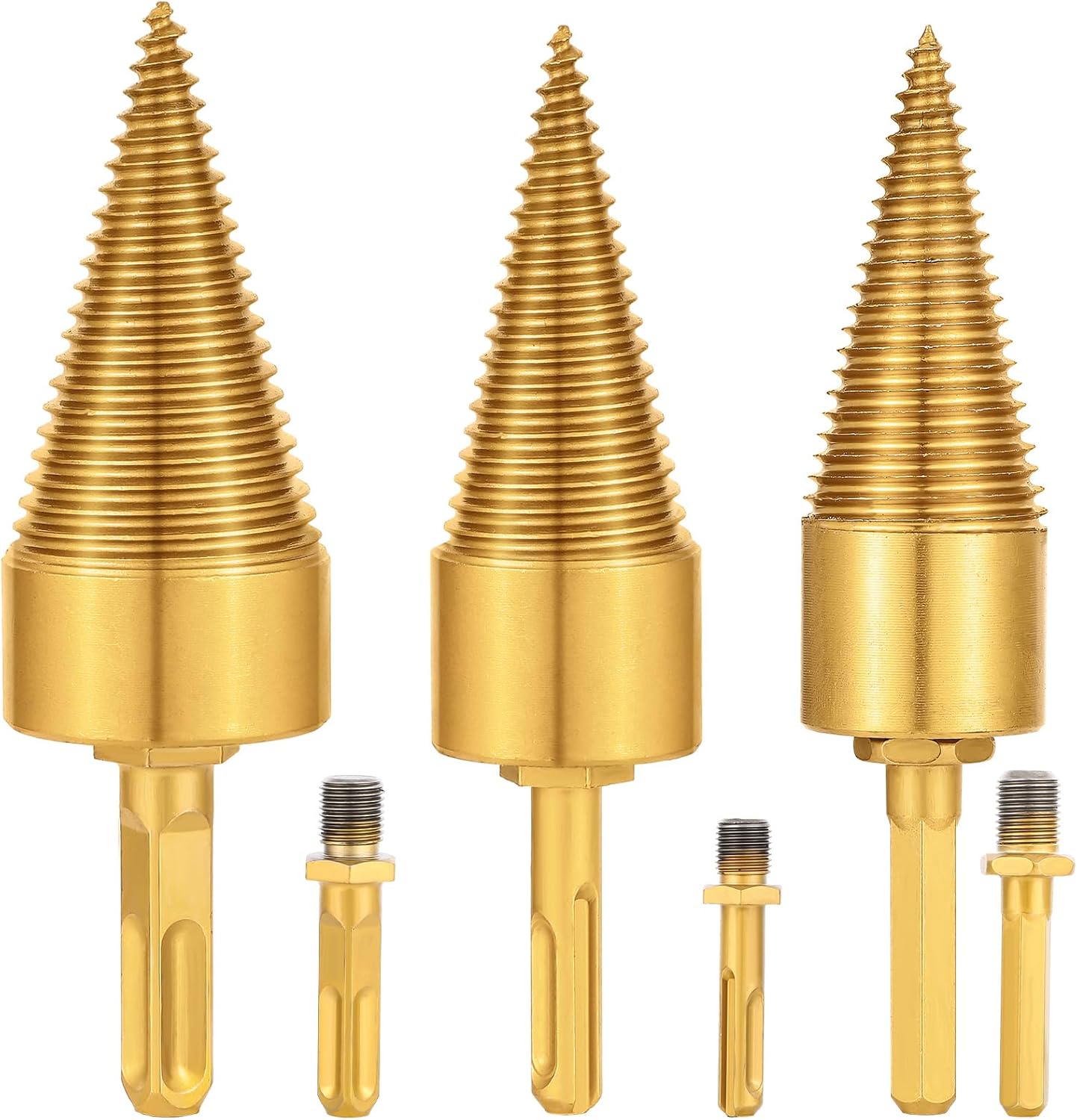 Amazon.com : Blulu 3 Pcs Gold Firewood Drill Bit Log Splitting Drill ...
