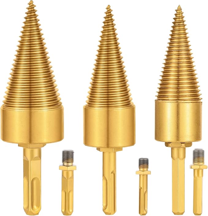 Amazon.com : Blulu 3 Pcs Gold Firewood Drill Bit Log Splitting Drill ...