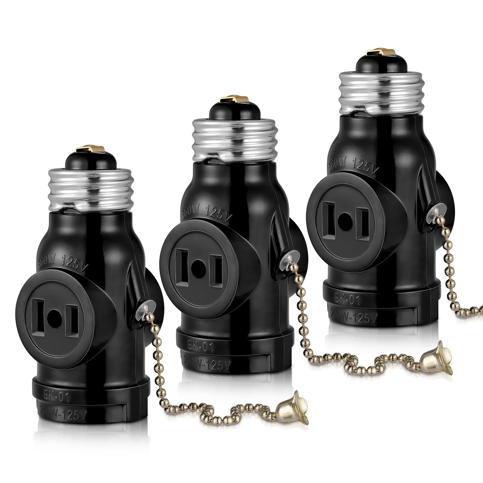 2 Outlet Light Socket Adapter,E26 Bulb Socket to Outlet Splitter ...