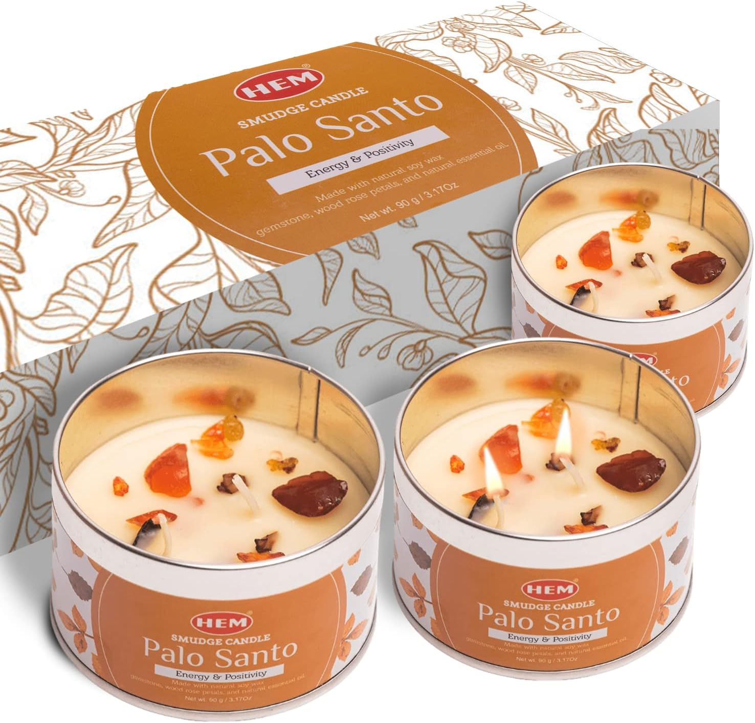 Amazon.com: Palo Santo Candle with Crystals - 9.5 Oz Natural Soy ...