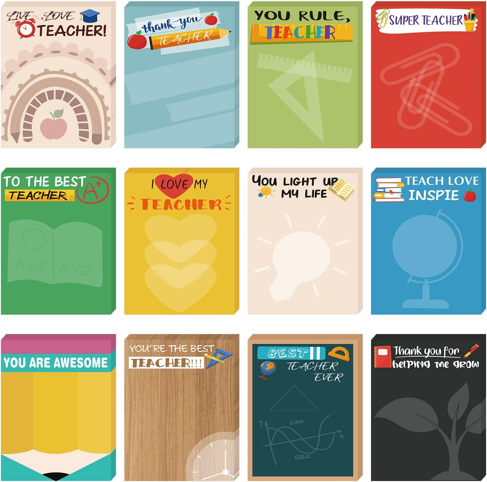 Amazon.com : 720 Sheets Teacher Sticky Note Pads Teacher Appreciation ...