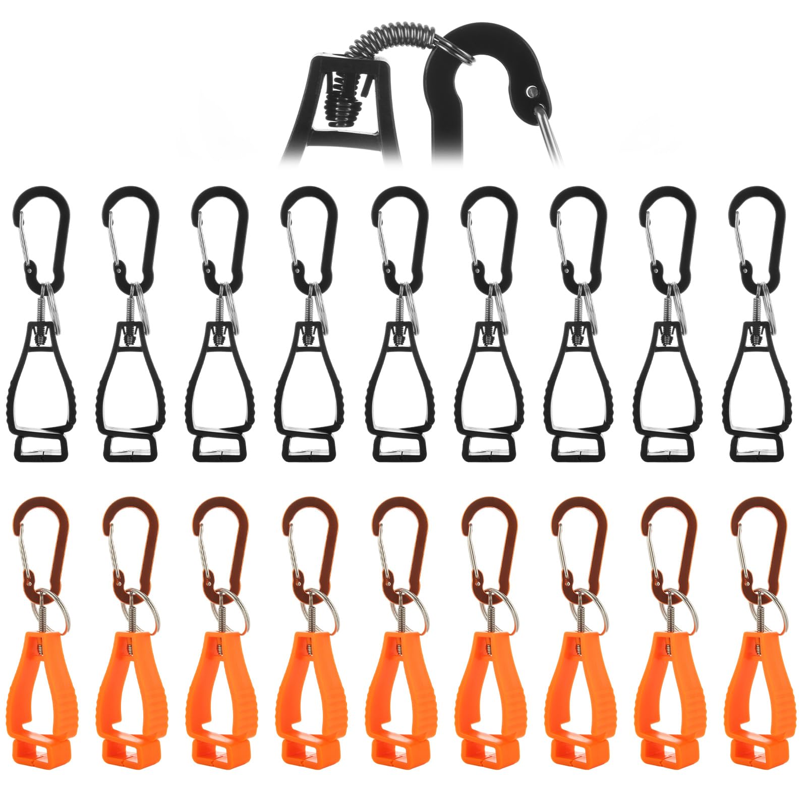 CYEAH 24 PCS Glove Clips for Work, Orange & Black Glove Holder Clips ...