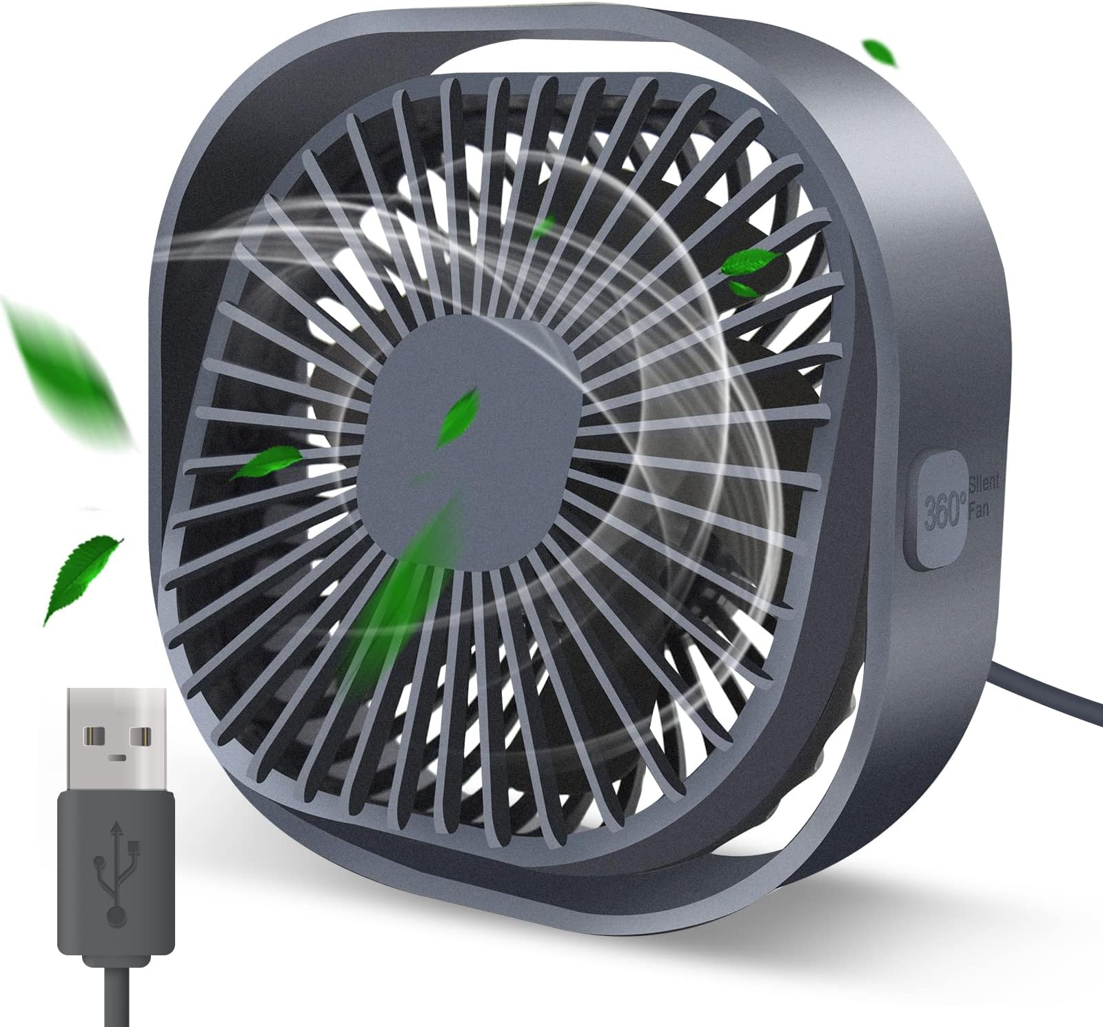 SWEETFULL USB Desk Fan - Small Strong Wind Table Fan Silent, 3 Speeds ...