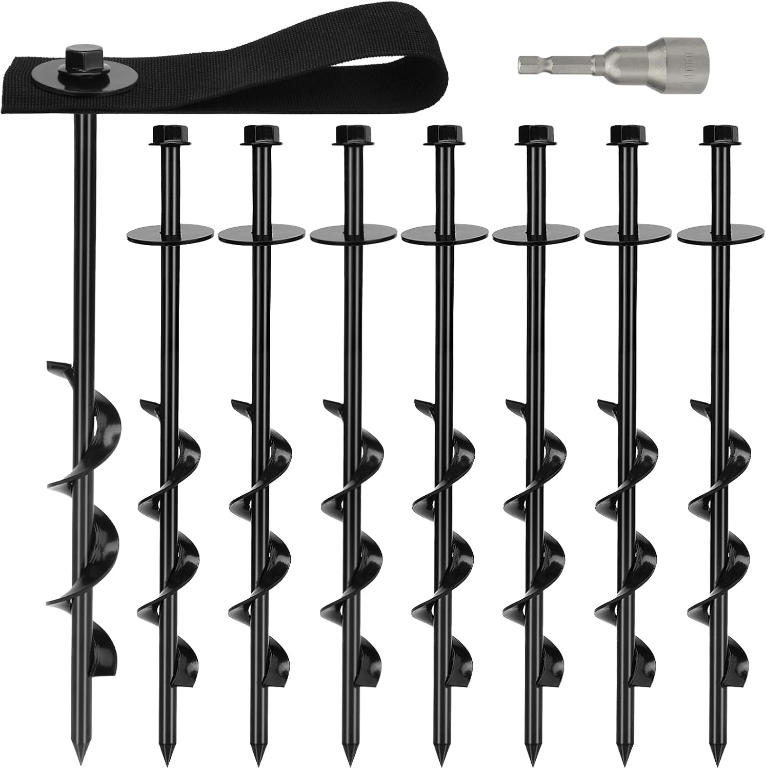 Amazon.com : Set of 8 Trampoline Anchors High Wind Heavy Duty 12 ...