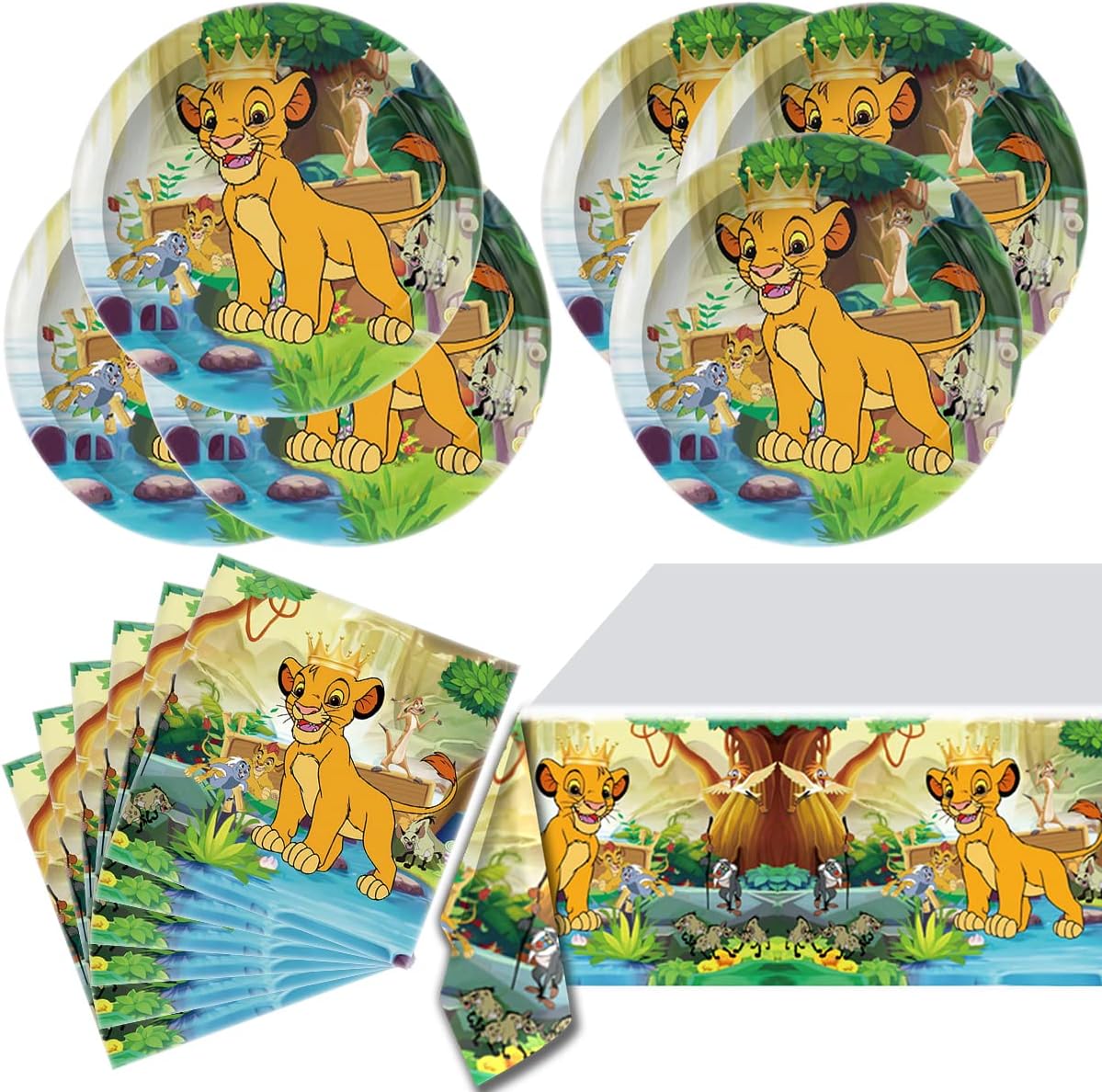 Amazon.com: 41pcs Party Tableware for Lion Wang，20 Plates 20 Napkins ...