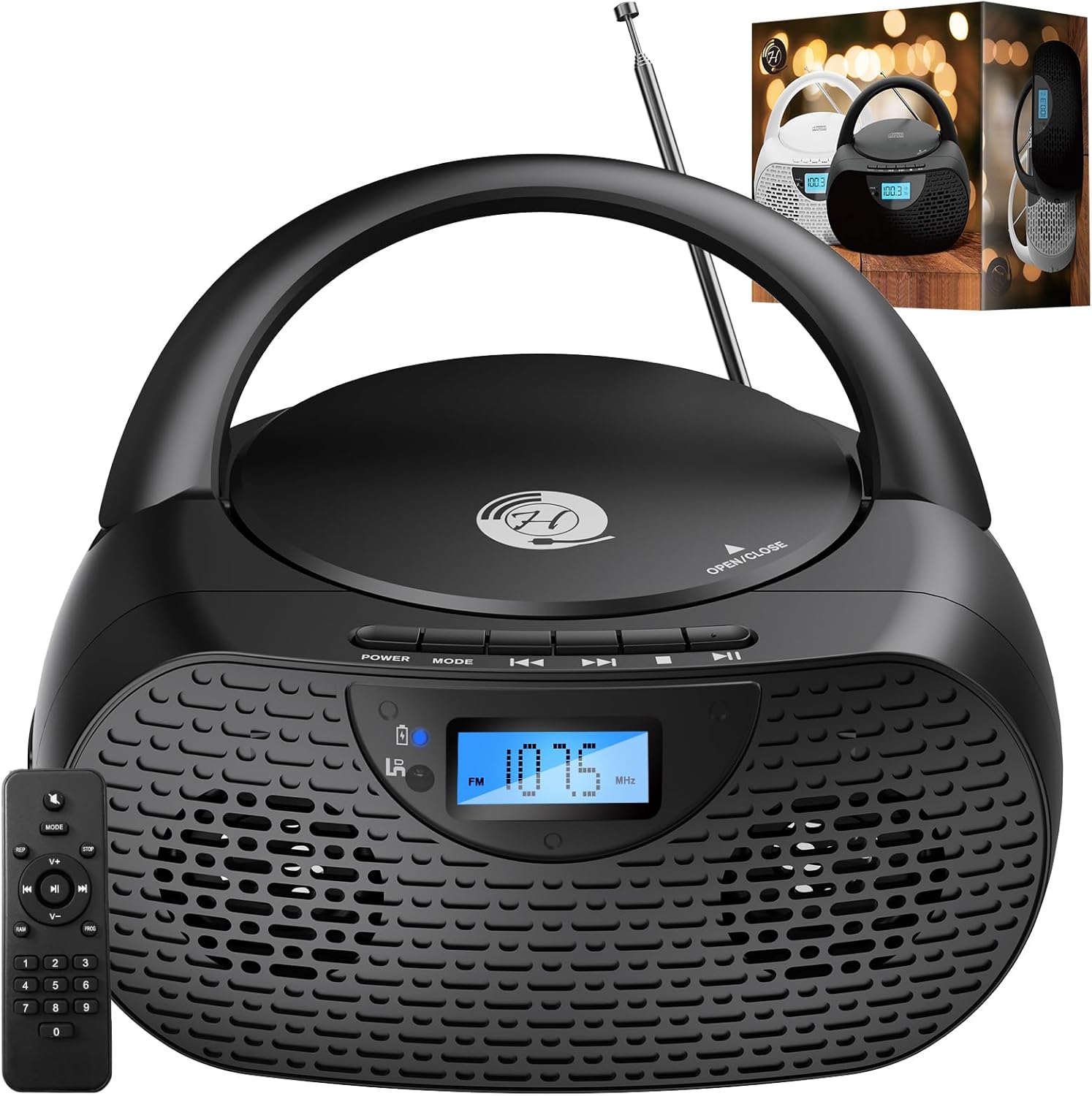 Hernido Portable CD Player, Small CD Boombox Mini Bluetooth Speaker ...