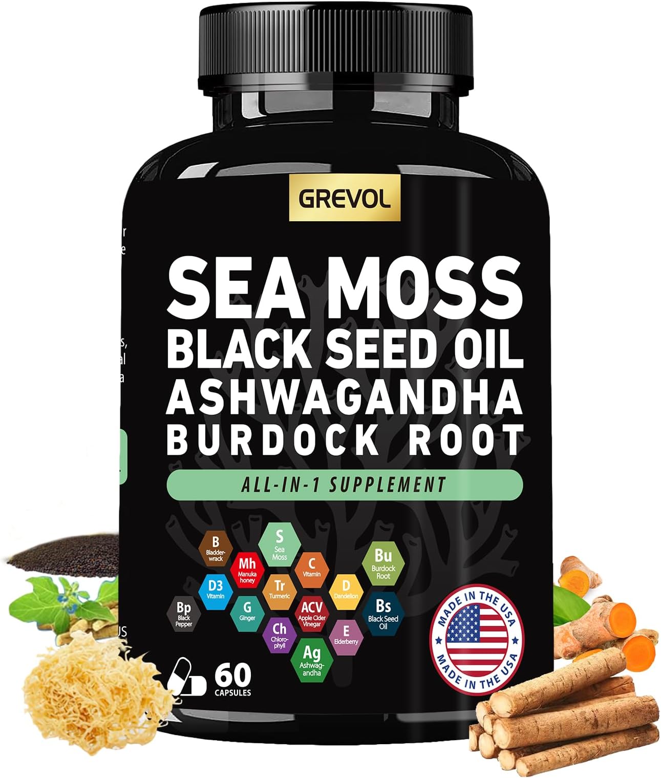Amazon.com: Sea Moss 8000mg Black Seed Oil 6000mg Ashwagandha 2000mg ...