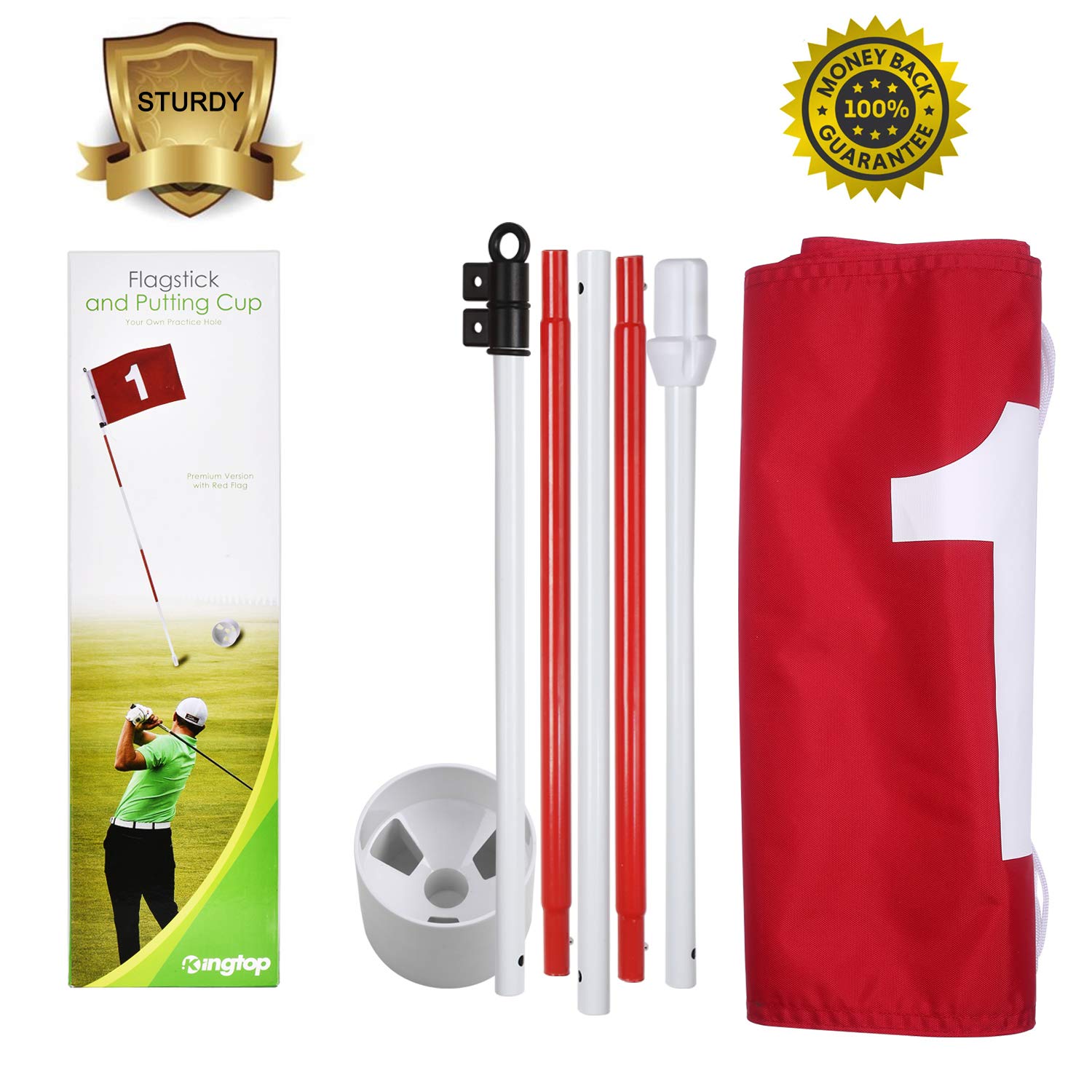Snapklik.com : 6ft Golf Flagstick Pro, Portable Five-Section Design For Backyard Practice ...