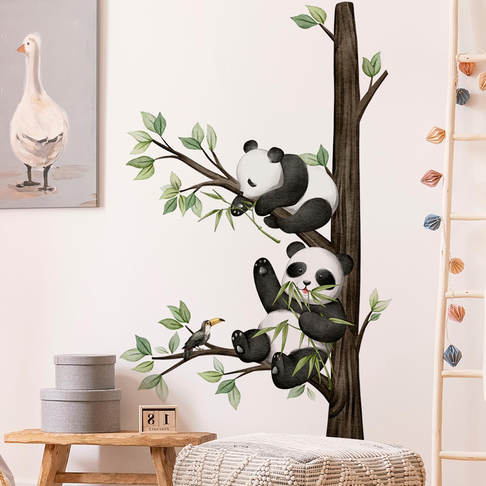 Amazon.com: Panda Wall Sticker，Cute Cartoon Panda Wall Decal，Removable ...