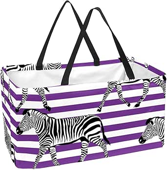 Amazon.com: Large Utility Tote Bag Zebra Purple White Stripe Pattern ...