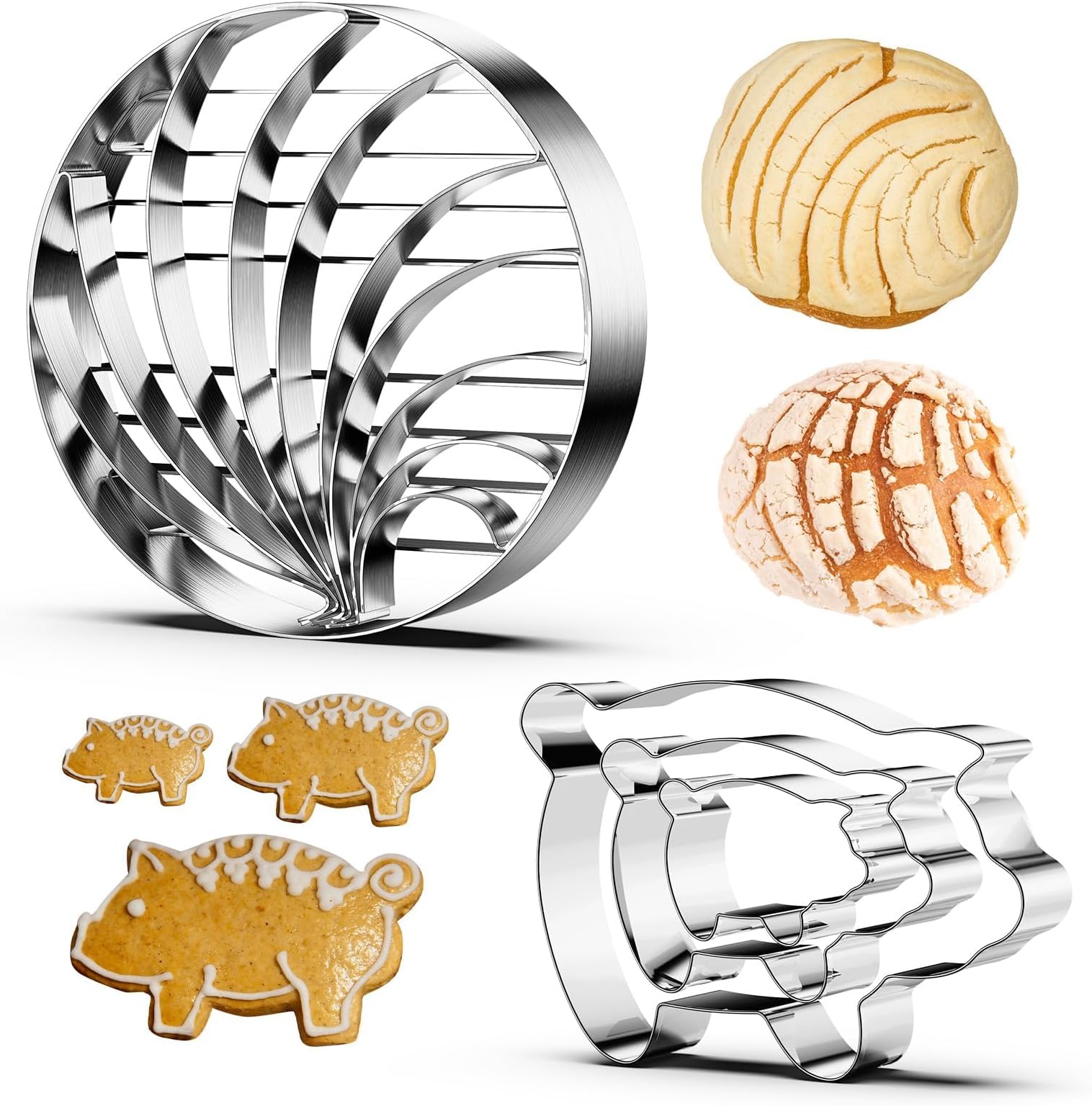Amazon.com: MINI SIZE CLASSIC PAN DULCE DESIGN CONCHA COOKIE CUTTER ...