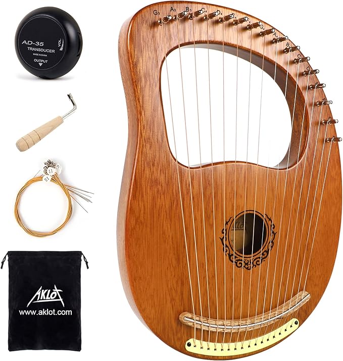 Amazon.com: Lyre Harp, AKLOT 16 Metal Strings Maple Saddle Mahogany ...