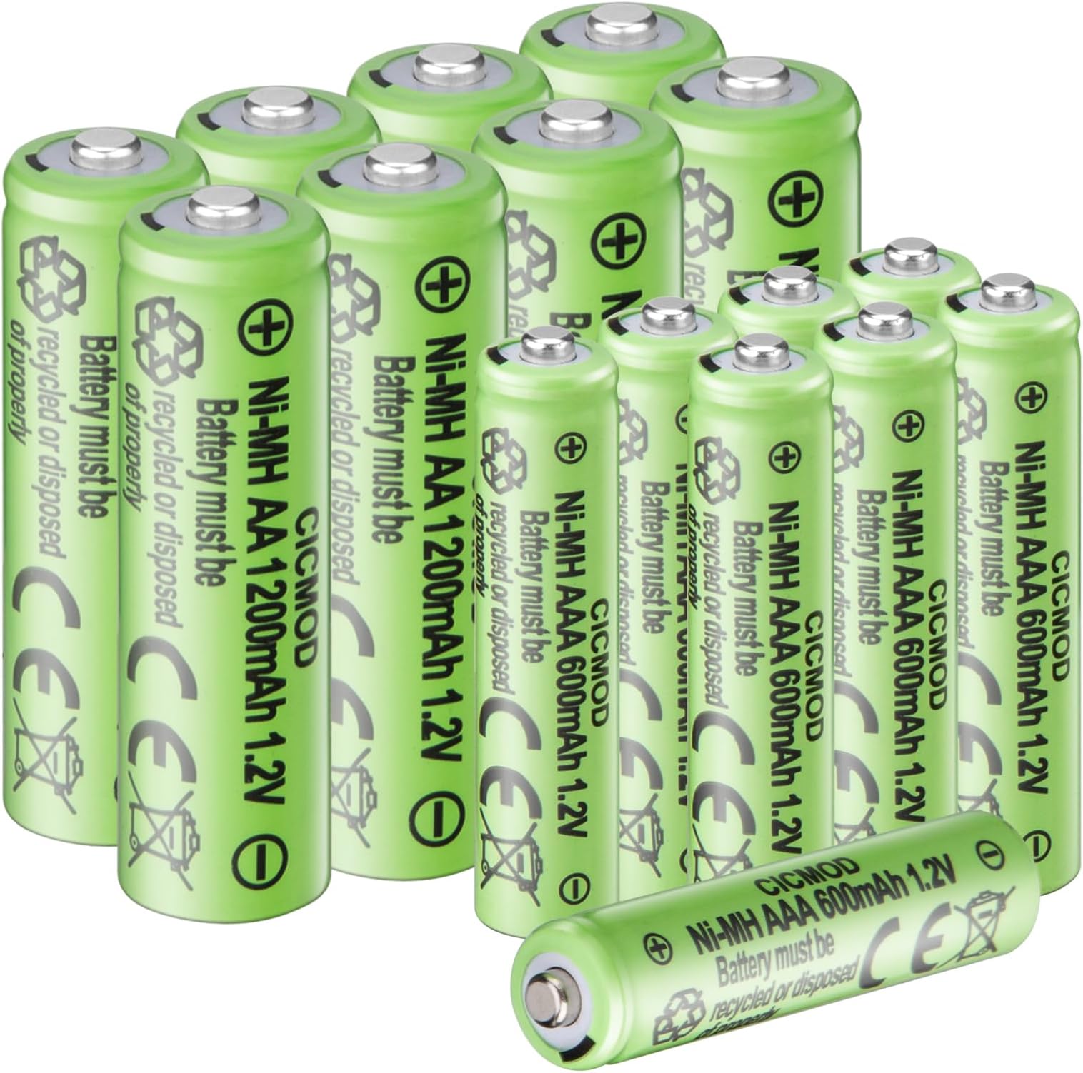 Amazon.com: CICMOD AA AAA Rechargeable Batteries, 1200mAh & 600mAh 1.2V ...