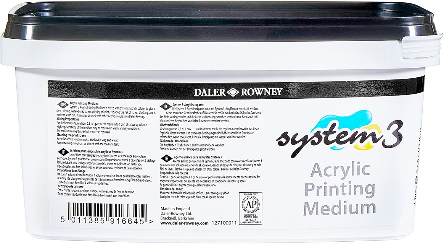 Amazon.com: Daler Rowney System3 1L Screen Printing Medium - Acrylic ...