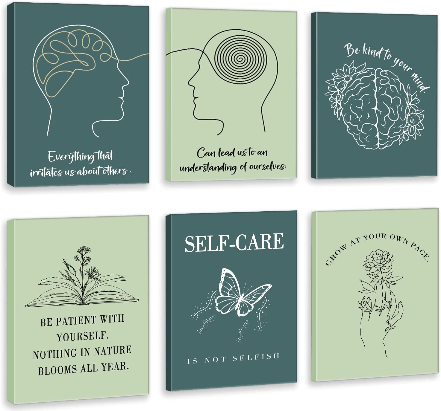 Amazon.com: HLNIUC Color Green Therapy Therapist Office Canvas Wall ...