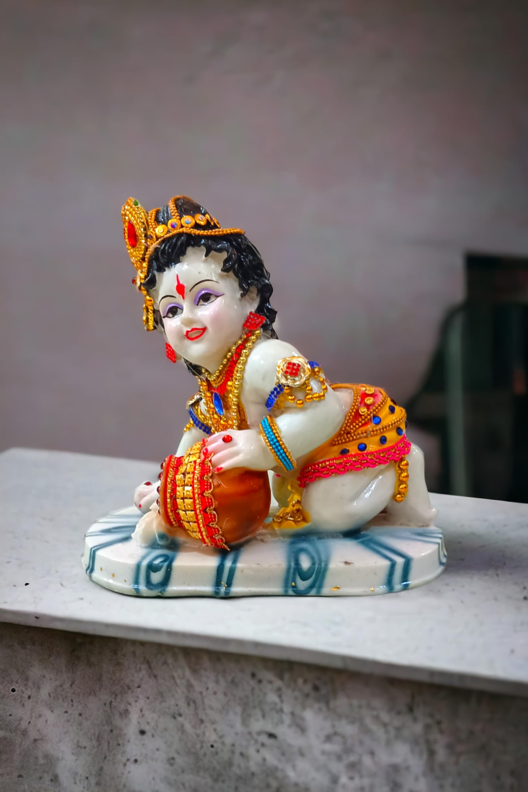 Buy SANKALAN CREATIONS Resin Lord Krishna Makhan Chor Idol, Standard ...