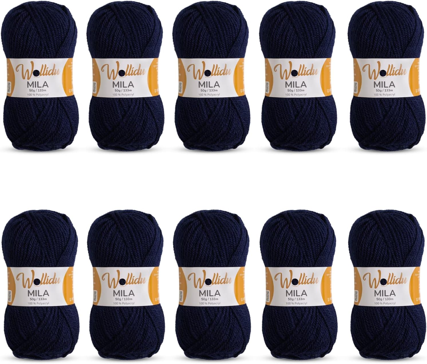 Wollidu Mila Fil pour crochet et tricot - 10 x 50 g/133 m - 100 % ...