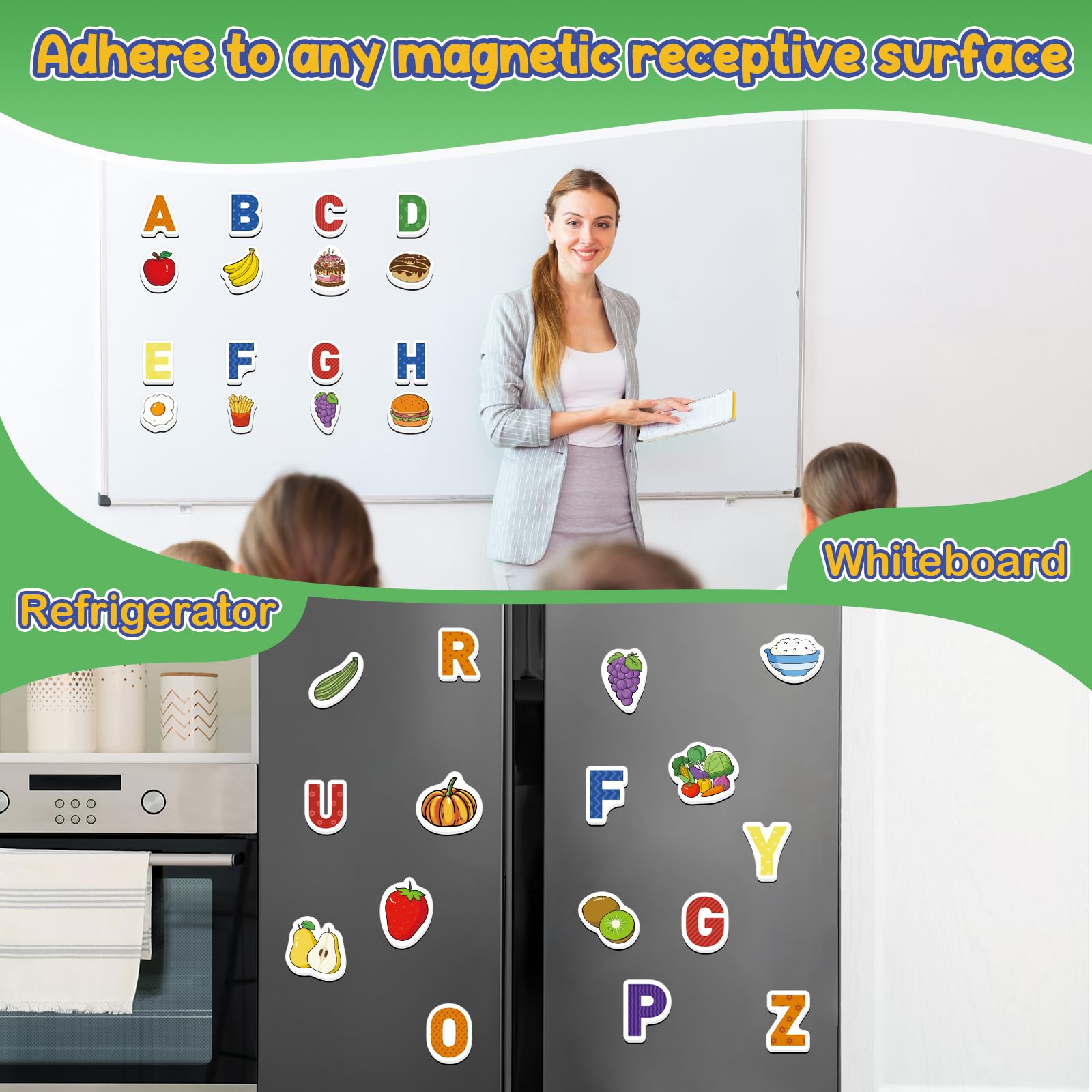 Snapklik.com : Magnetic Letters And Foods,52 Foam Objects,Refrigerator ...