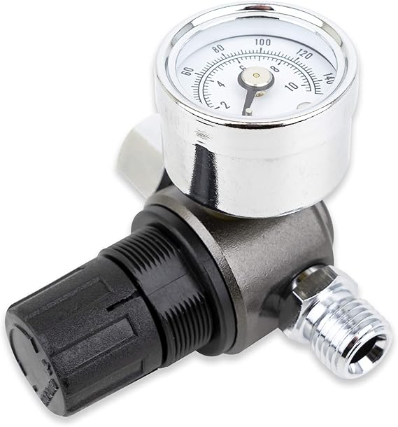 HVLP Spray Gun Air Regulator with Pressure Gauge and Diaphragm Control ...