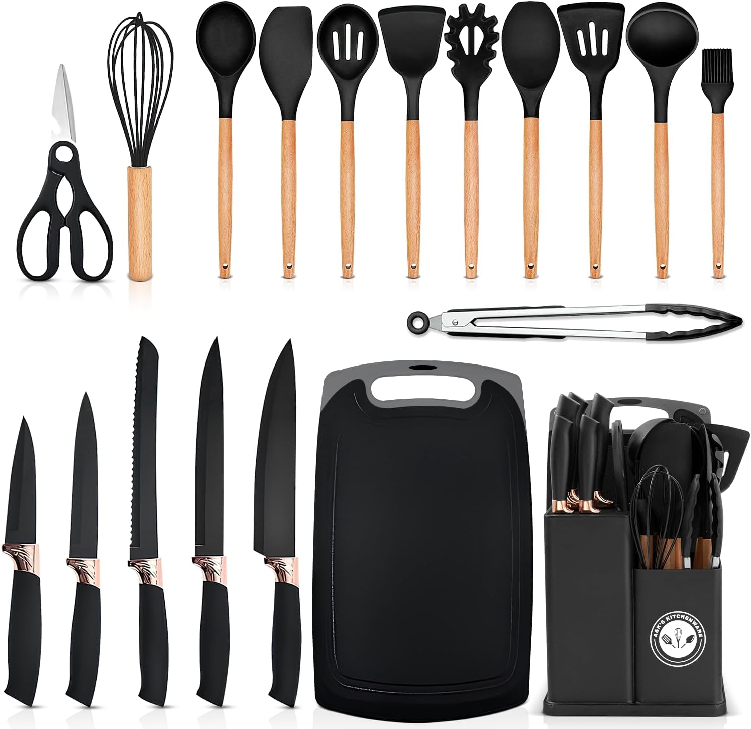 Amazon.com: Kitchen Utensils Set, Non-Stick Silicone Kitchen Cooking ...