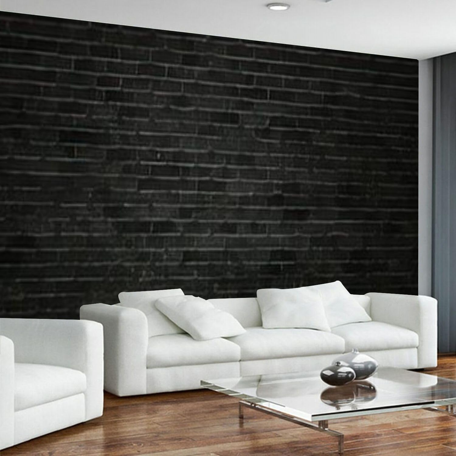 NIVFOEASC Peel and Stick Wallpaper Vintage Black Brick Wall Texture for ...