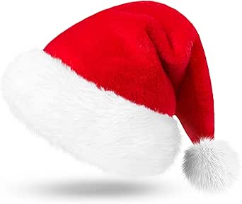 Amazon.com: Giggling Getup Christmas Hat Premium Santa Hat Plush Red ...