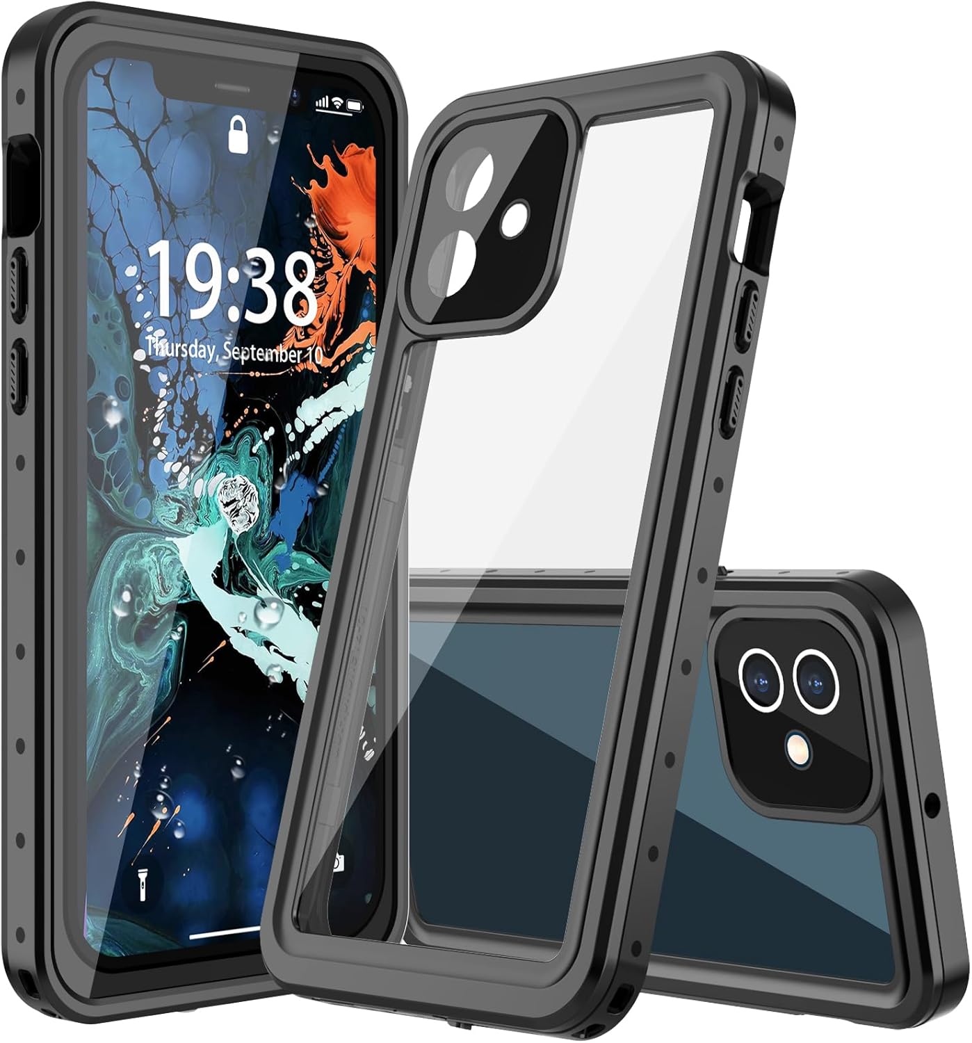 Amazon.com: AMILIFECASES Waterproof Case for iPhone 12,Built-in Screen ...