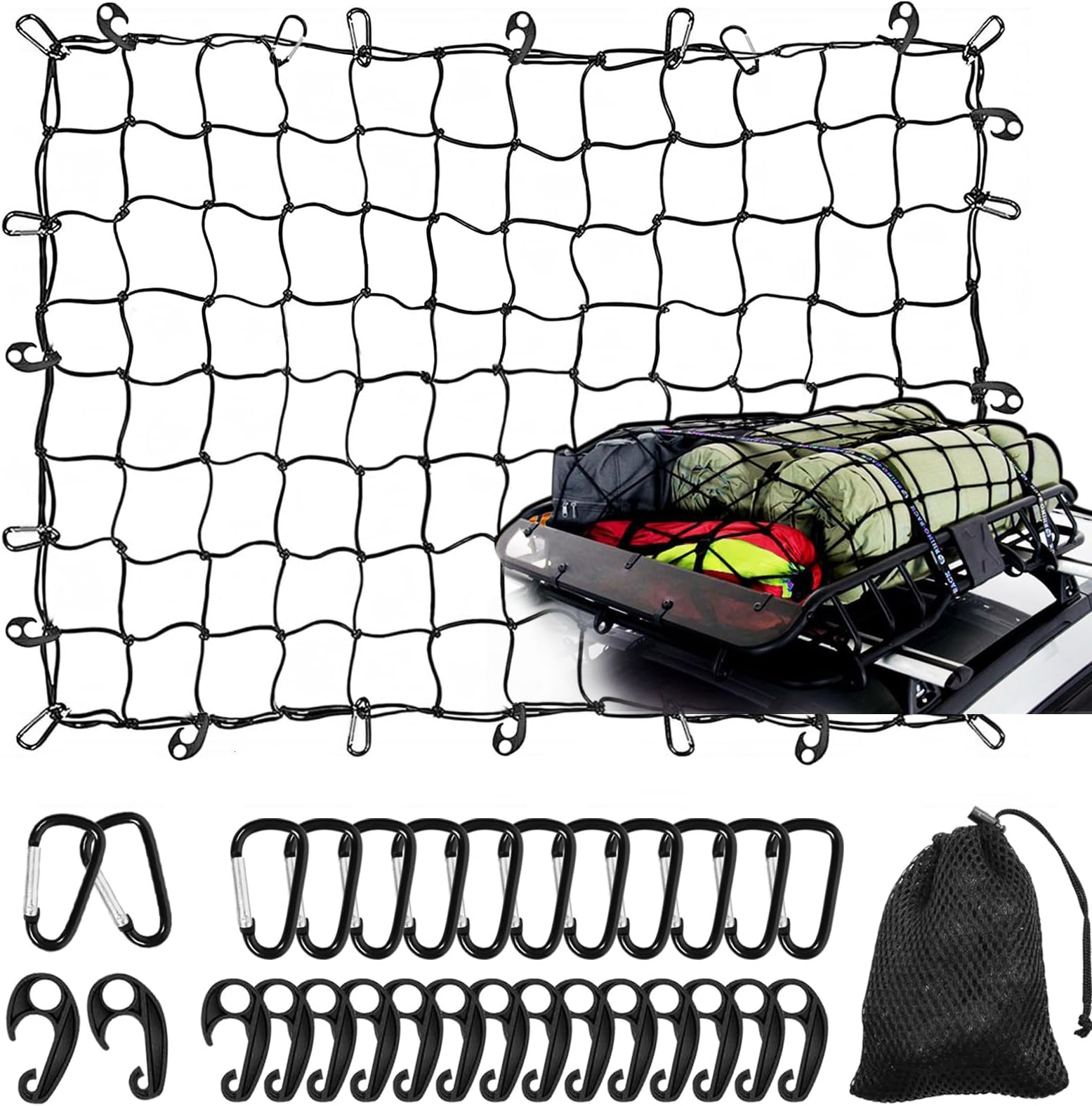 Amazon.com: WSSROGY 3' x 4' Cargo Net Stretches to 6' x 8', Heavy Duty ...