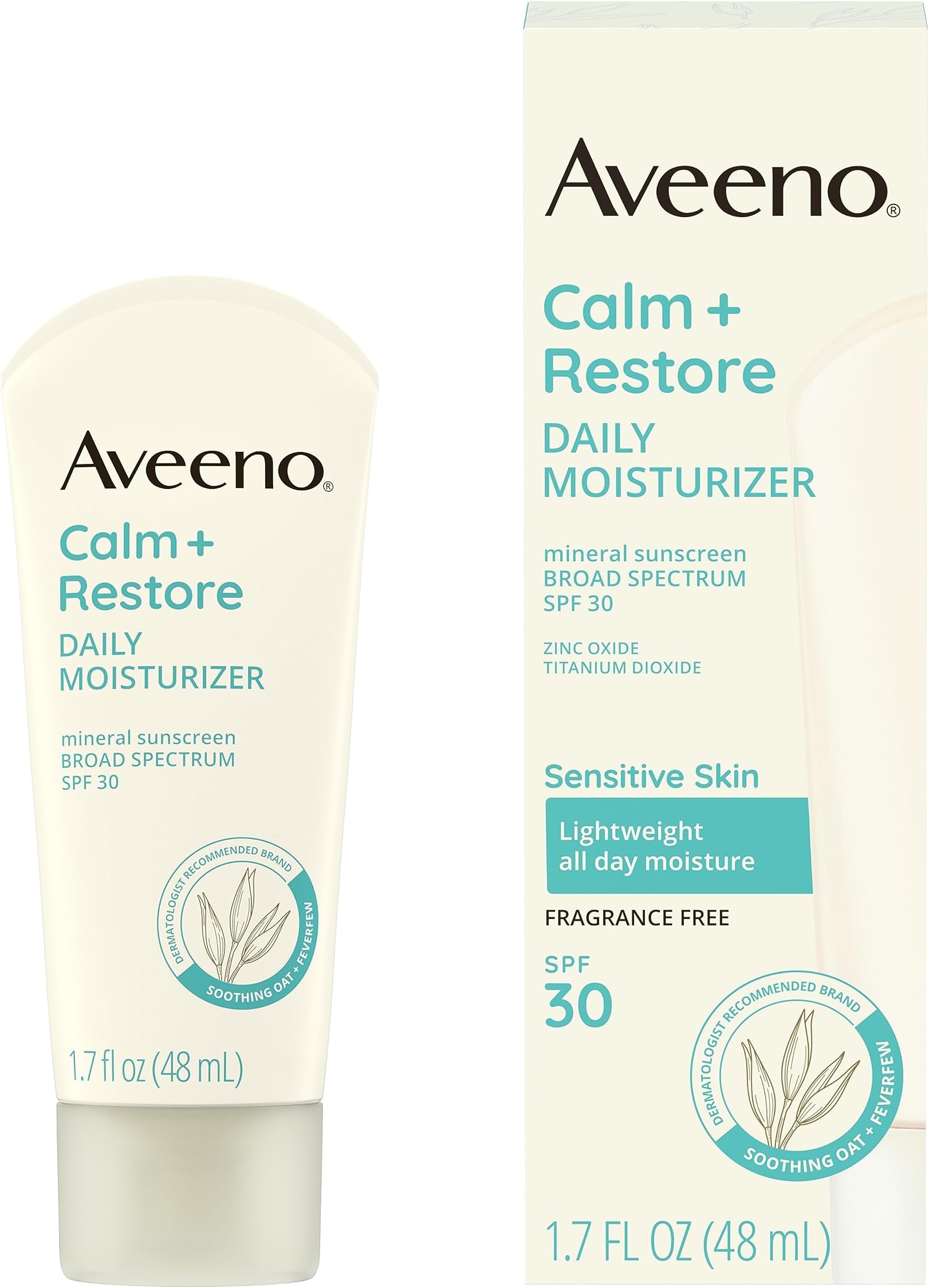 Amazon.com: Aveeno Calm + Restore Daily Moisturizer Mineral Sunscreen ...