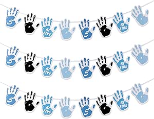 Amazon.com: kreat4joy Hi Five Birthday Decorations Banner Boy, 3Pcs Hi ...