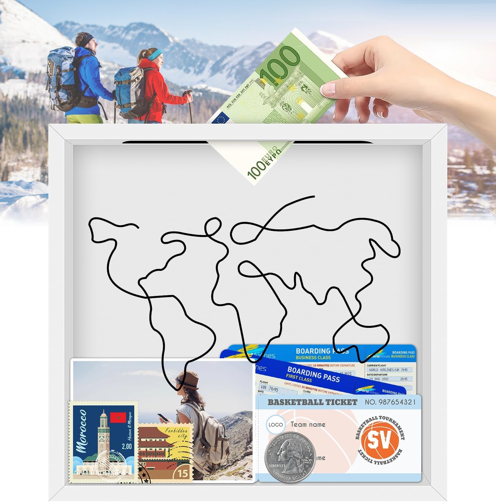 Amazon.com - Travel Adventure Archive Shadow Box, White Top Loading ...