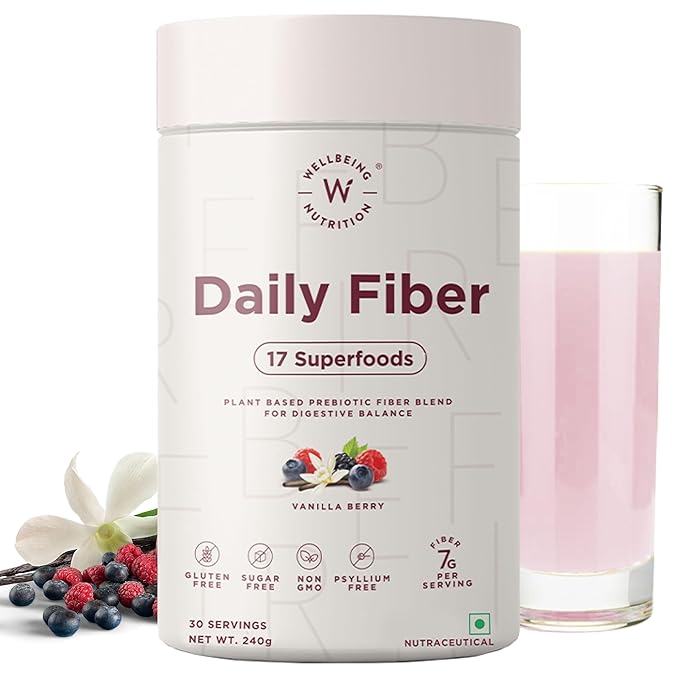 WELLBEING NUTRITION Daily Fiber Powder|Weight Management, Manages Sugar ...