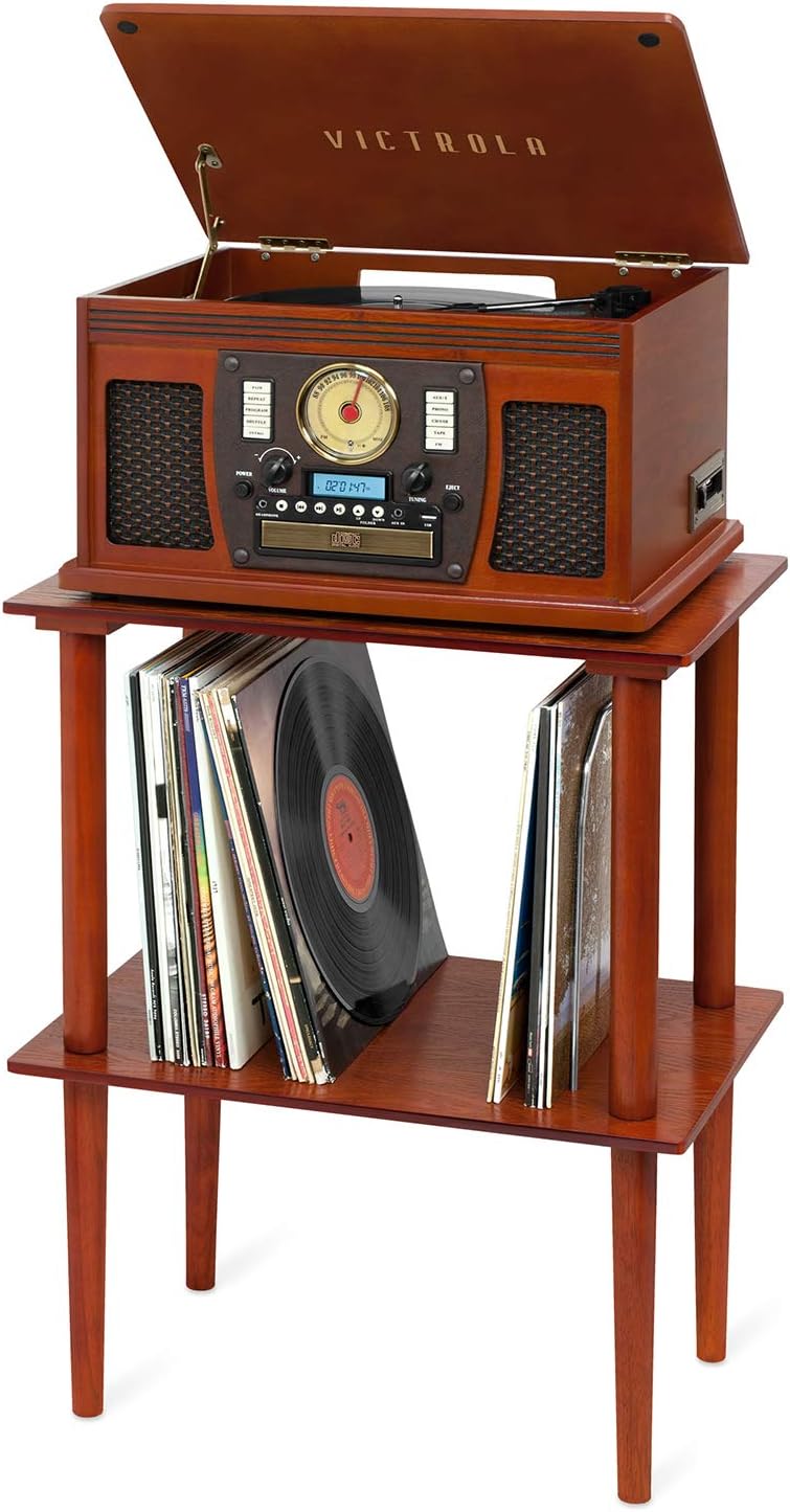 Amazon.com: Victrola 8-in-1 Bluetooth Record Player & Multimedia Center ...