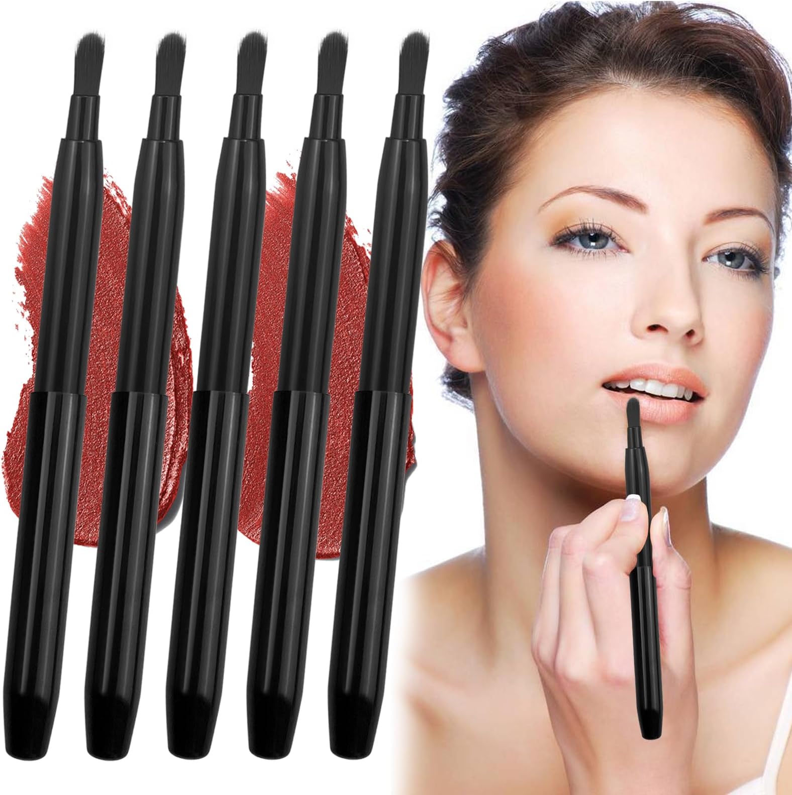 Amazon.com: 5 Pack Retractable Lip Brushes with Cap Portable Lip Liner ...