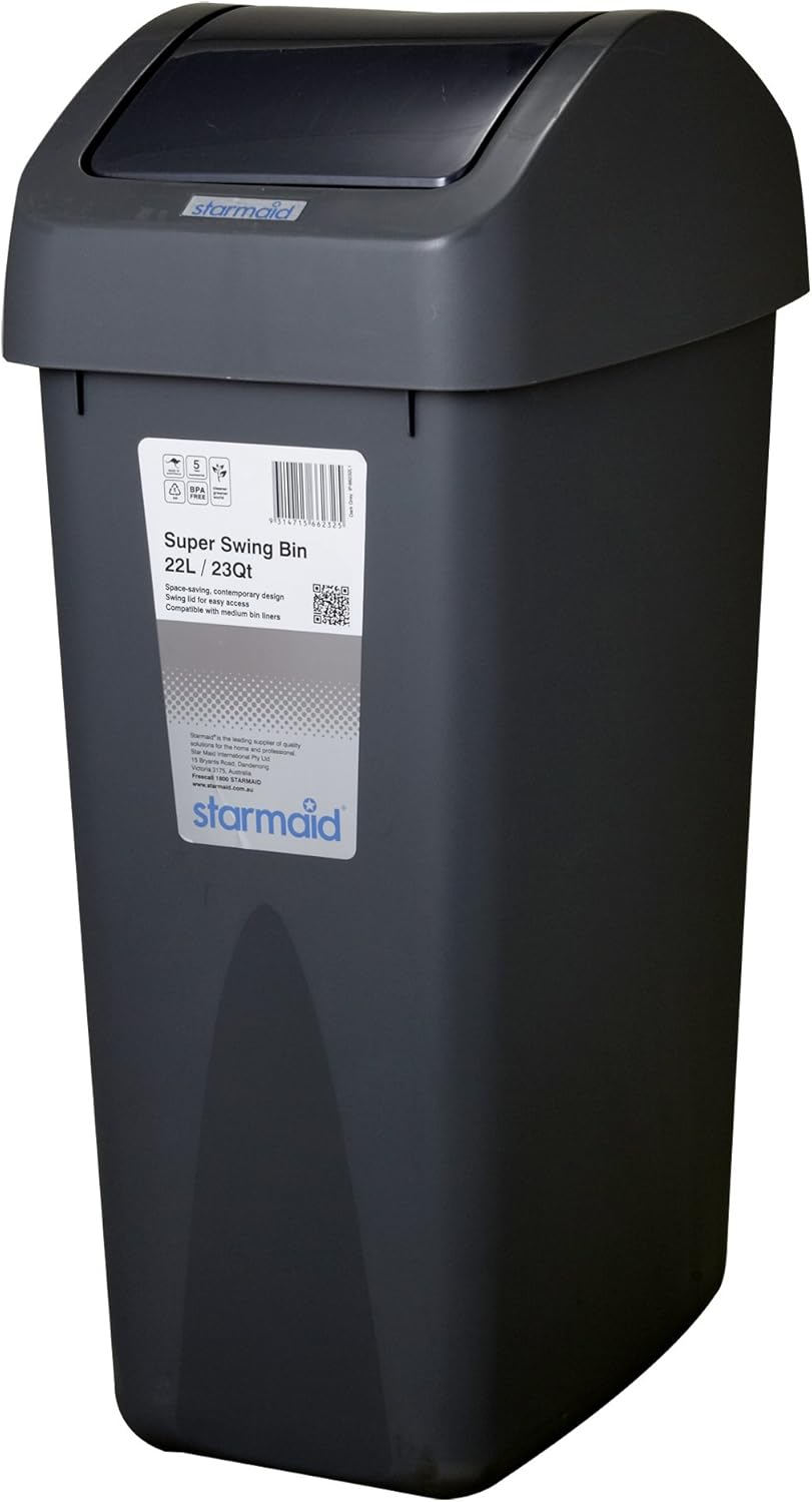 Amazon.com: Starmaid Super Swing 5.8-Gallon Waste Container Bin, Black ...