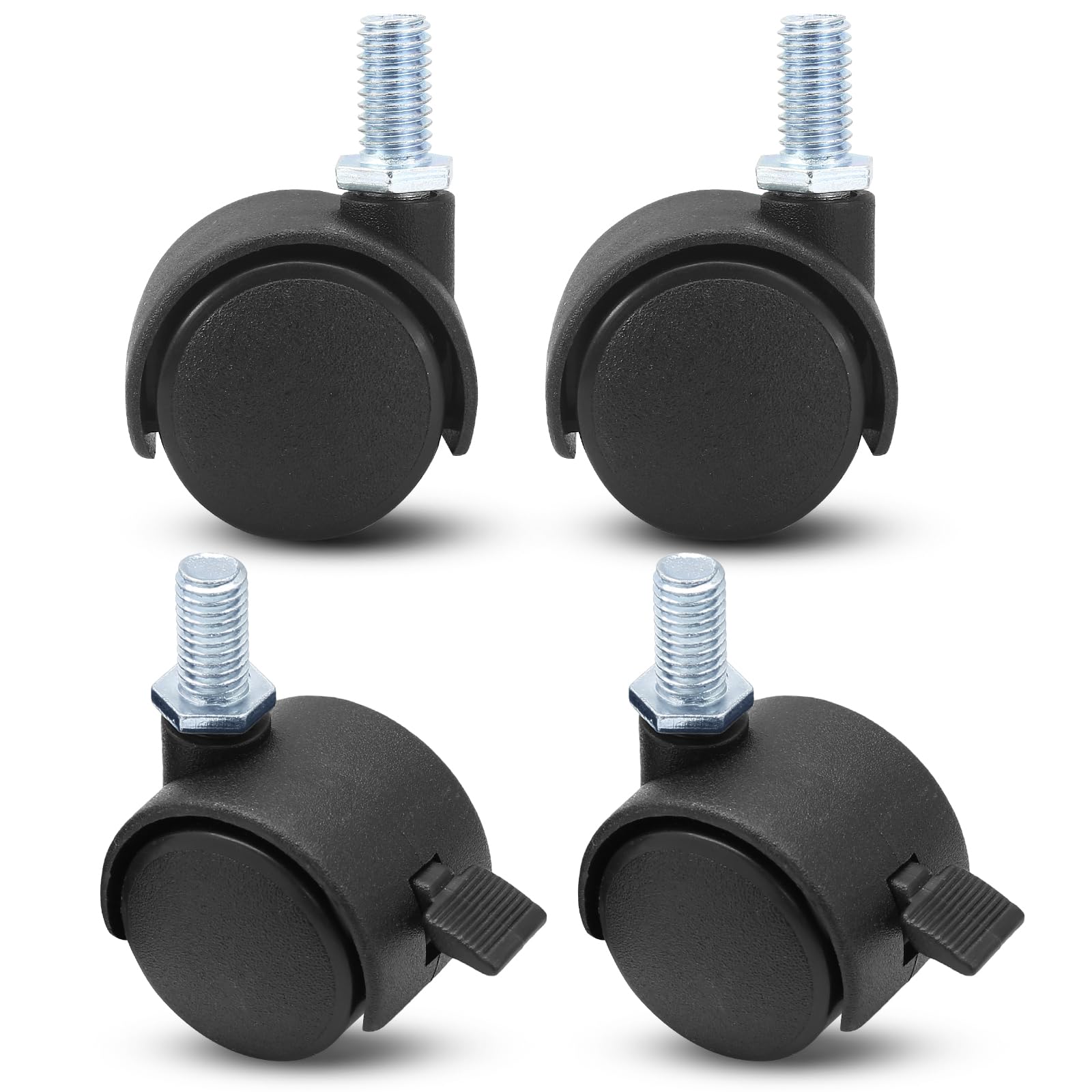 Snapklik.com : Murtenze 1 Inch Black Plastic Stem Casters Set Of 4, M8 ...