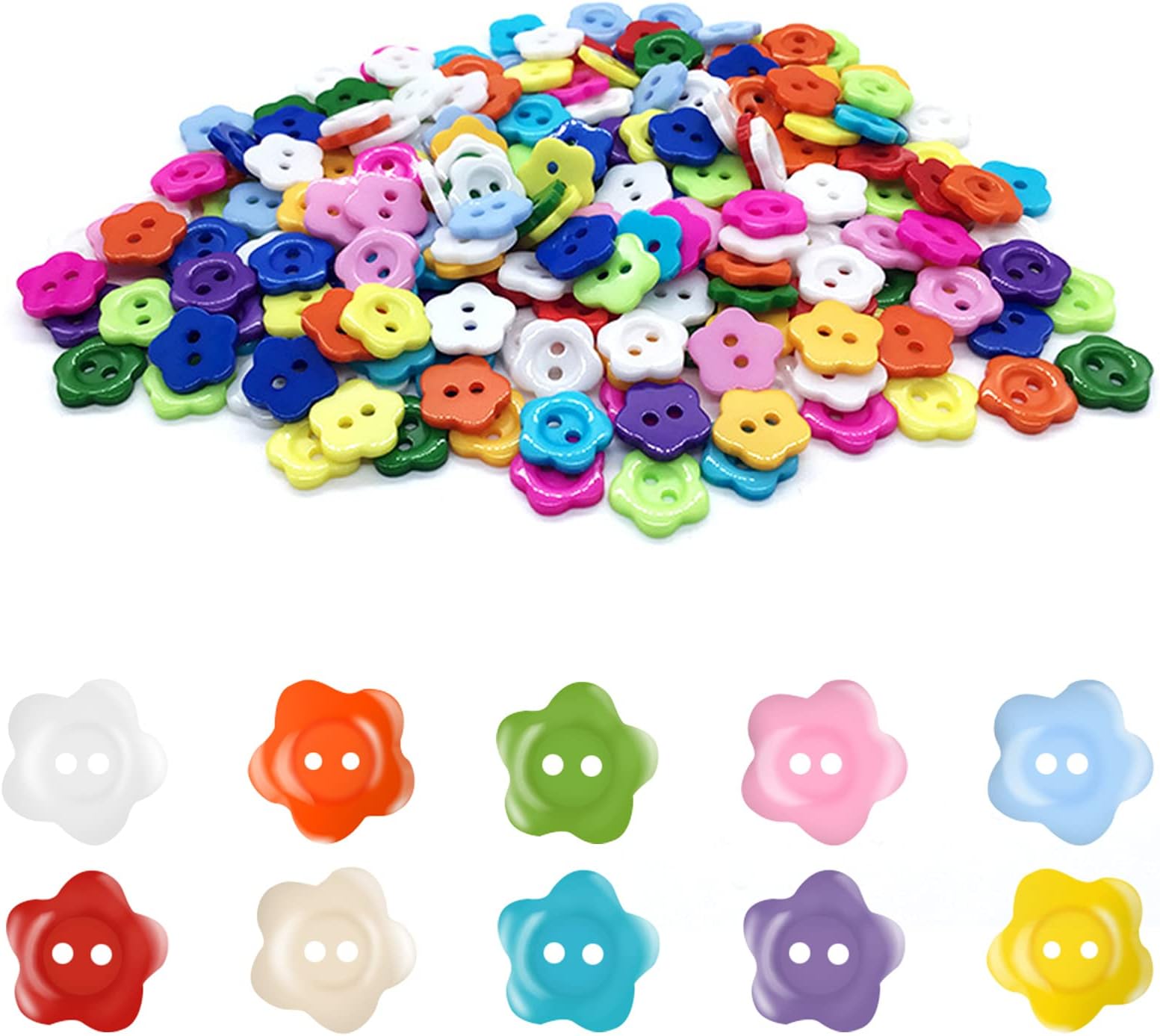 RayLineDo Pack of 50g Over 100pcs Buttons- Mixed Colours of Various ...