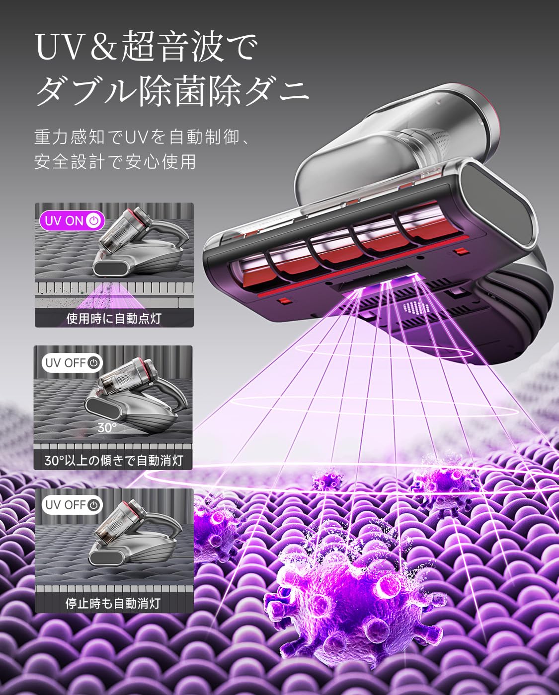 Amazon | uwant 布団クリーナー 【旗艦美学】布団掃除機 20KPa強力吸引