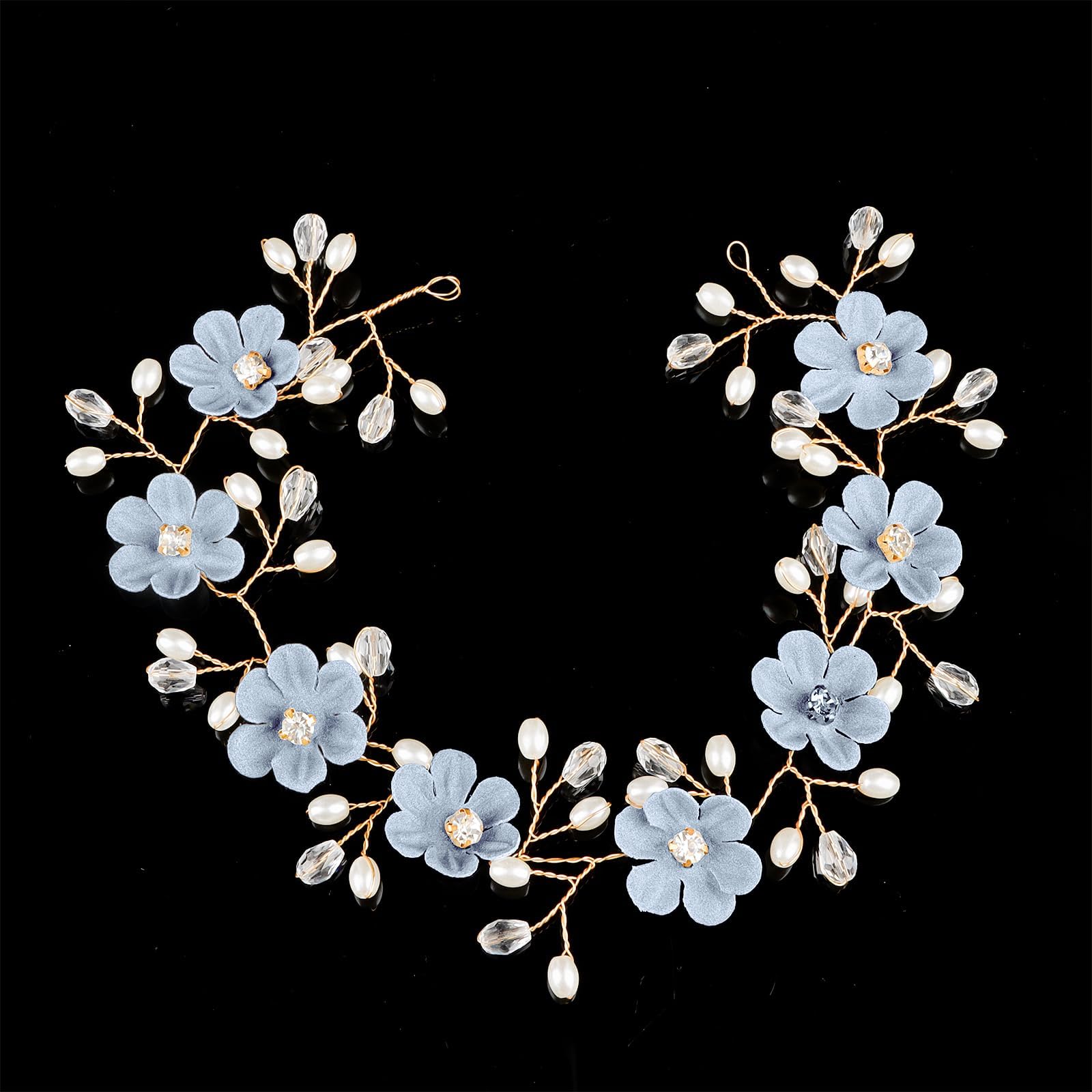 Amazon.com: Ondder Blue Flower Girl Headband for Wedding Pearl Flower ...
