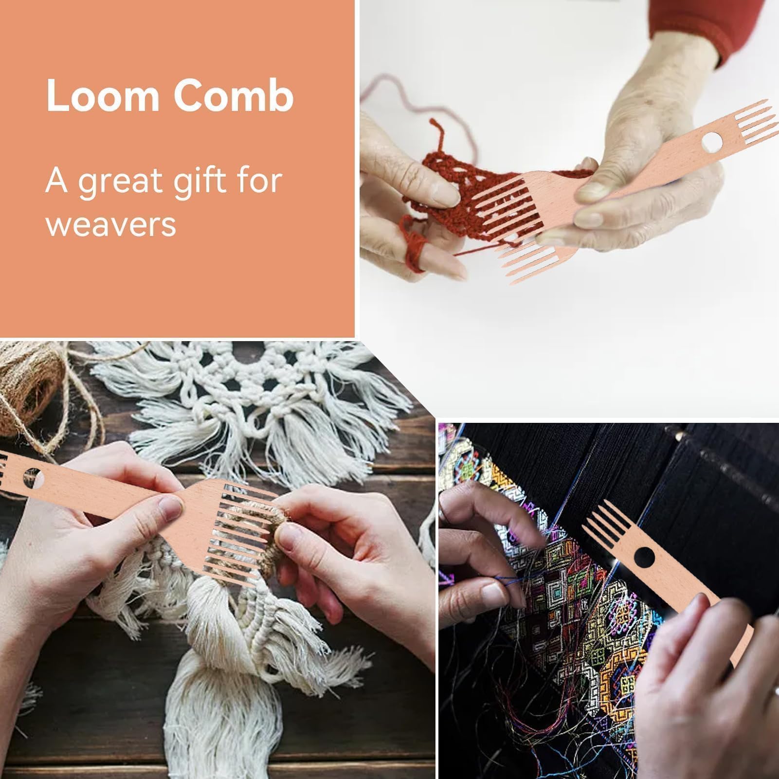 Snapklik.com : Wooden Weaving Loom CombWeaving Loom Comb Double Ended ...