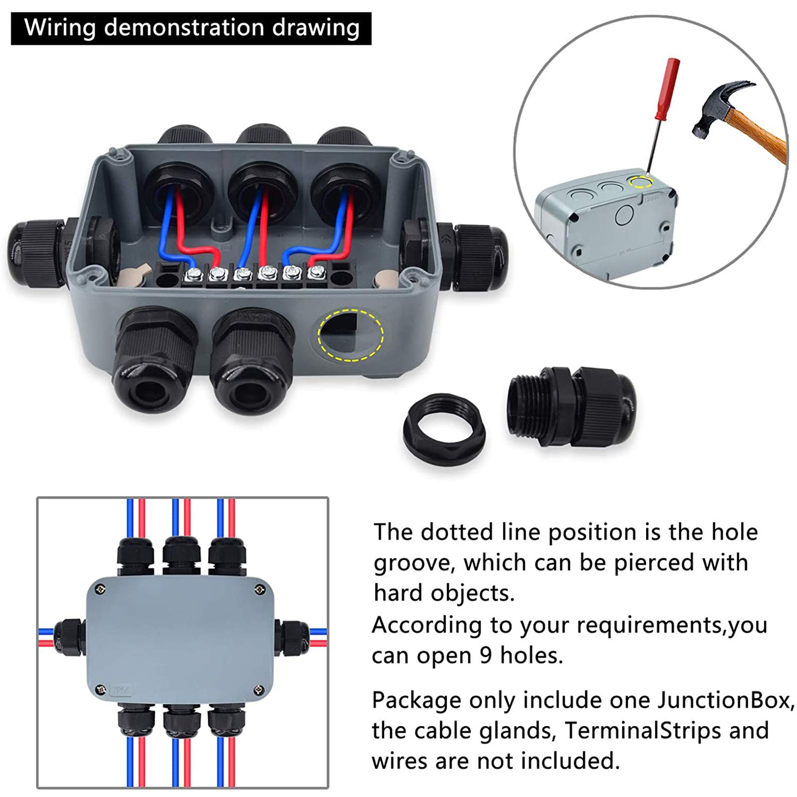 Buy Outdoor Junction Box,Nineleaf IP66 Weatherproof Electrical Project ...