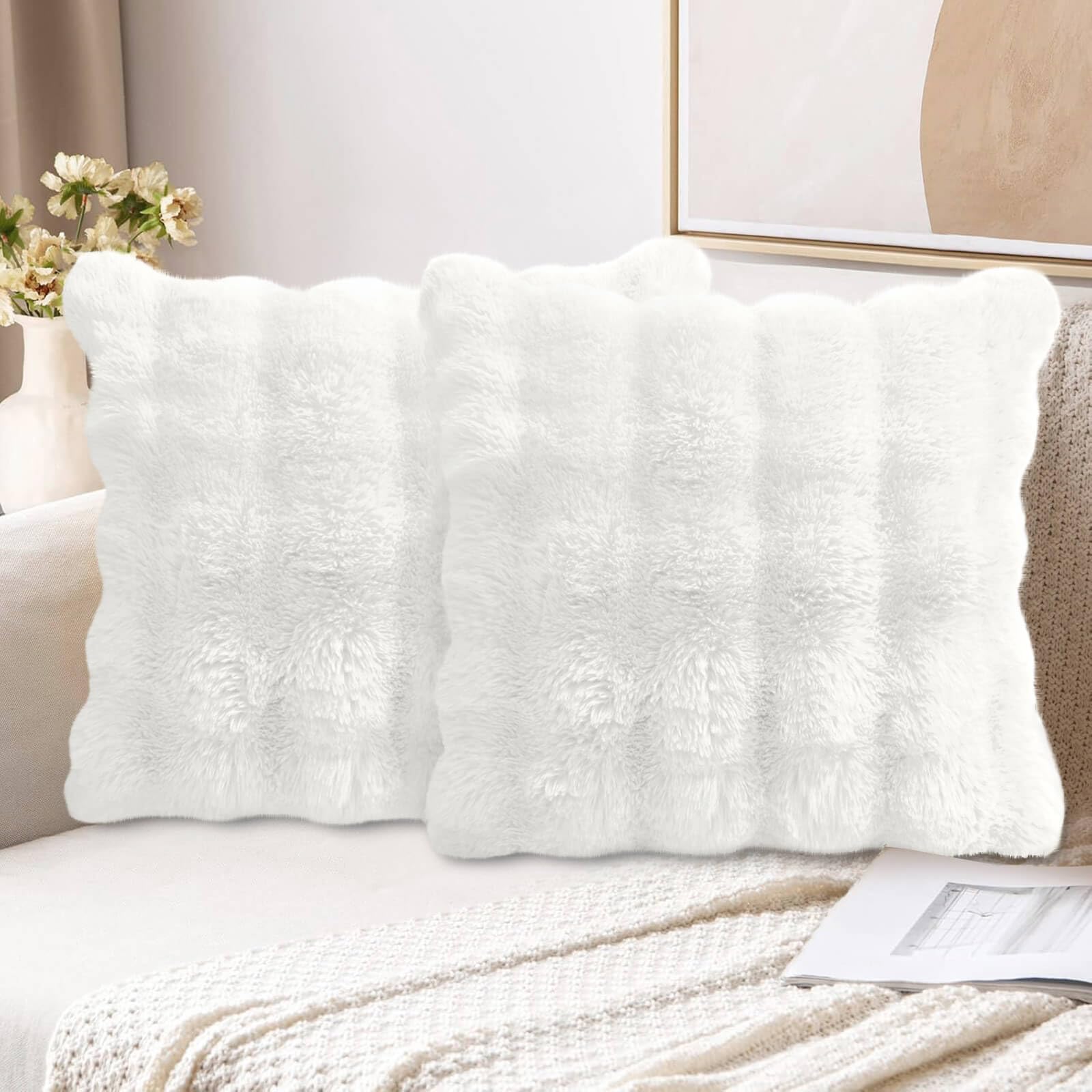 Amazon.com: PureFit Set of 2 Faux Fur Throw Pillow Covers 18" x 18 ...