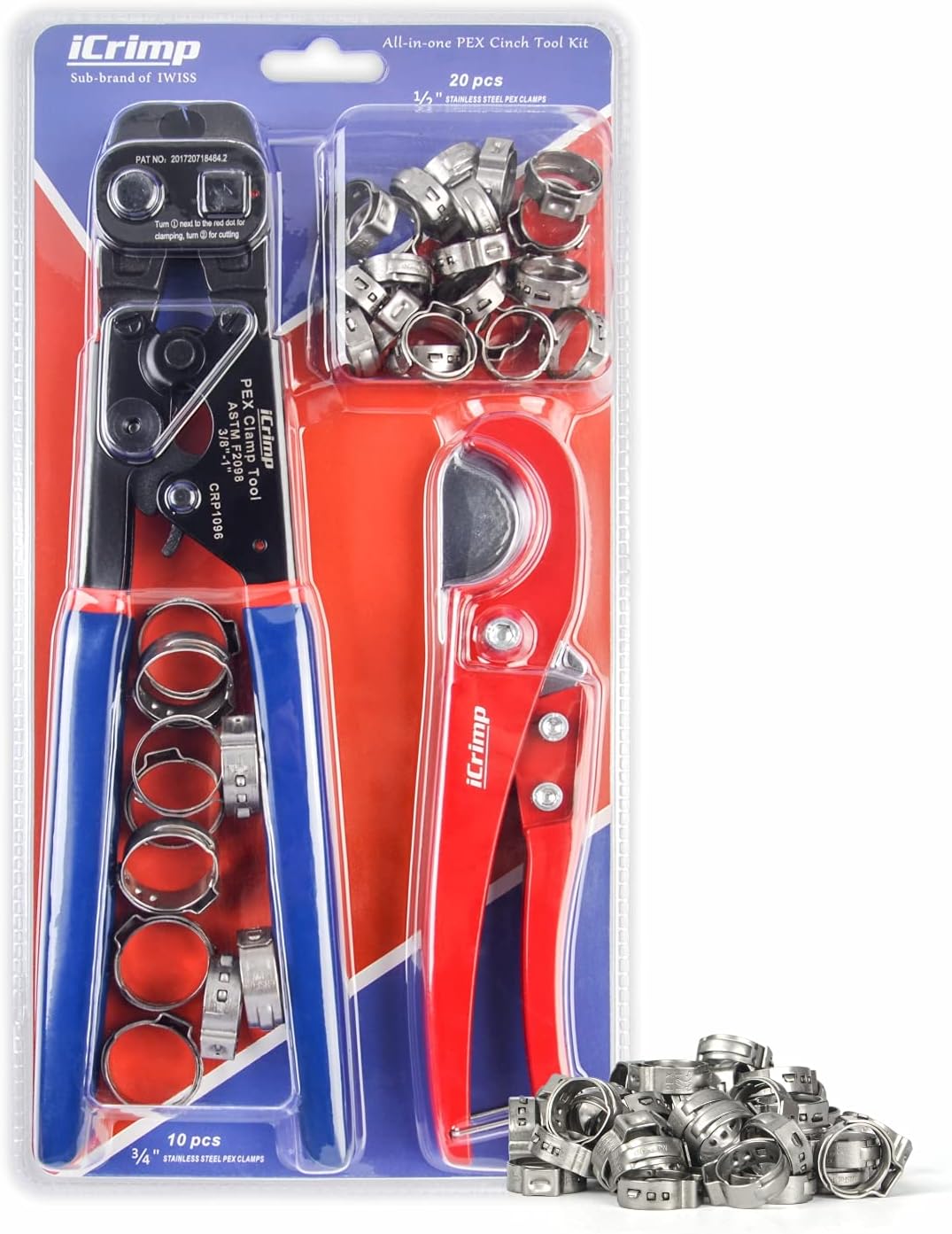 iCrimp Ratchet PEX Cinch Tool with Removing function for 3/8 to 1-inch ...