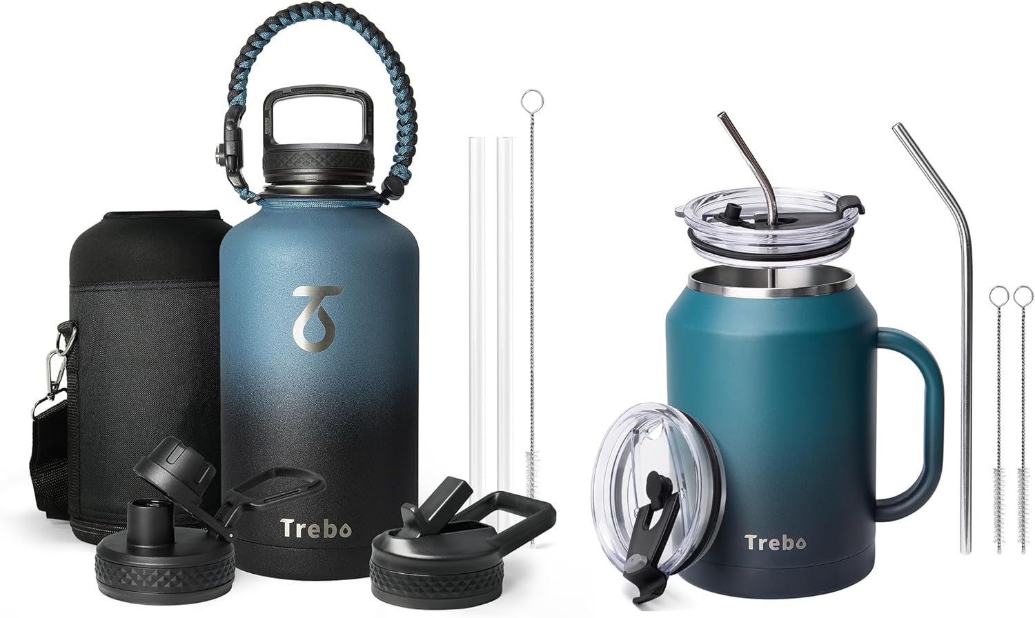 Amazon.com: Trebo Water Bottle 64oz with Paracord Handle, Half Gallon ...