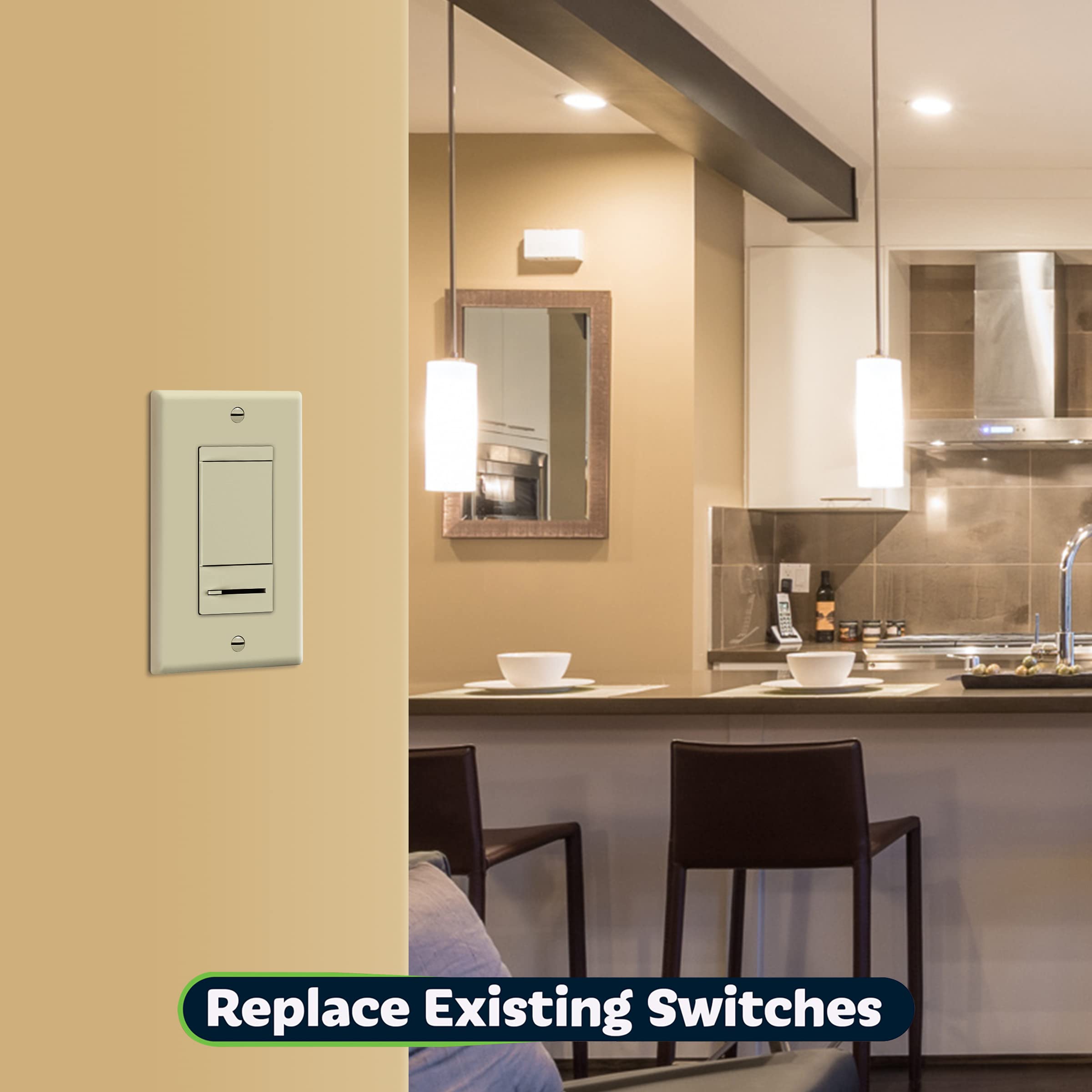Snapklik.com : In Wall Slide Dimmer Switch, For 150W Dimmable LED, 600W ...