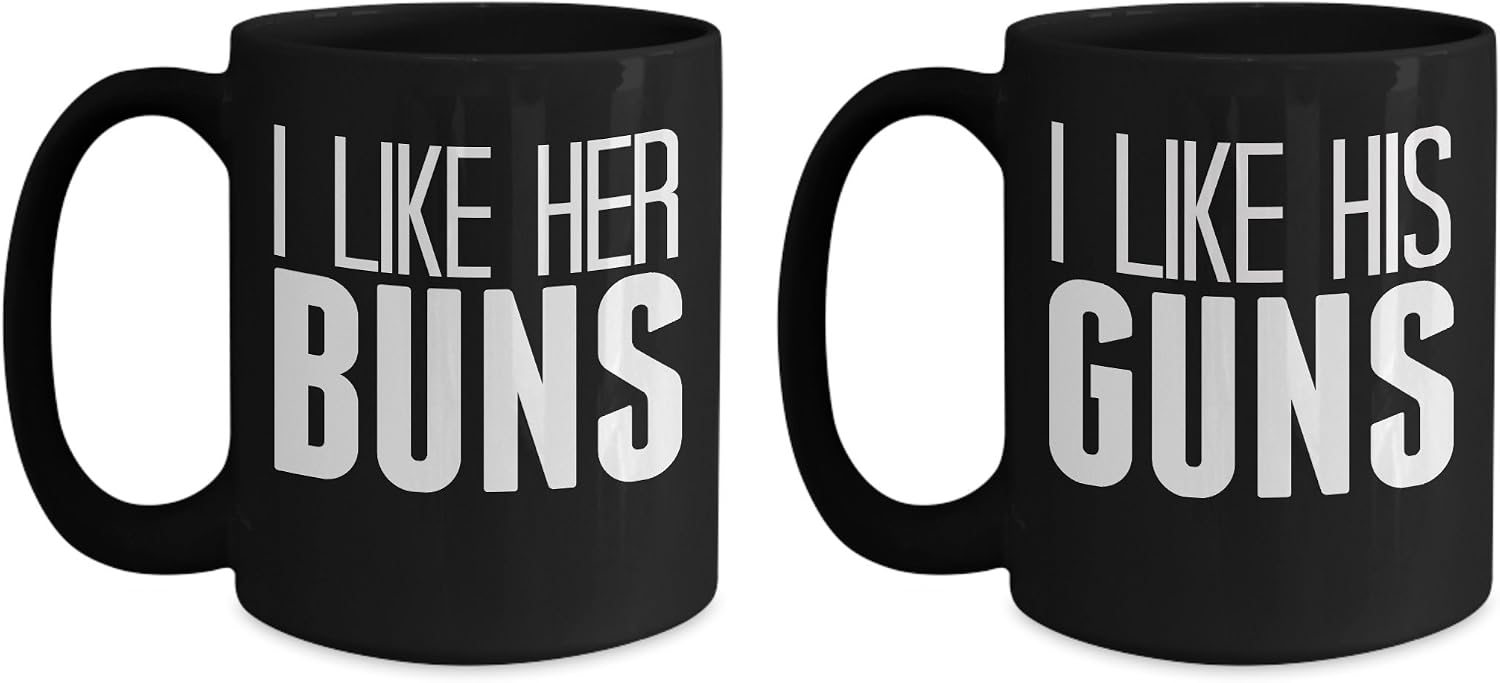 Amazon.com: Guns and Buns Mugs - Couples Gift, Best Inappropriate ...